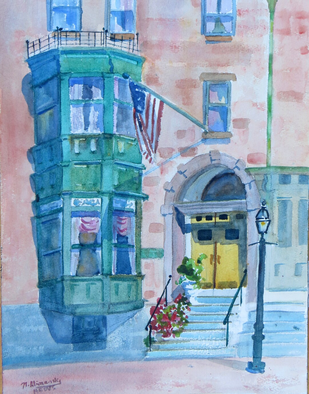 Watercolor Cityscape, Original Art, Spring City Scape, Plein Air ...