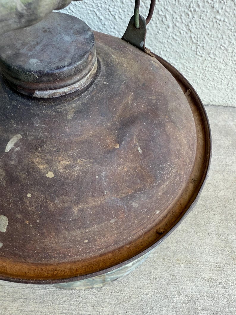 Vintage Galvanized Gas Can Man Cave Garage Decor Wooden Handle Rustic ...