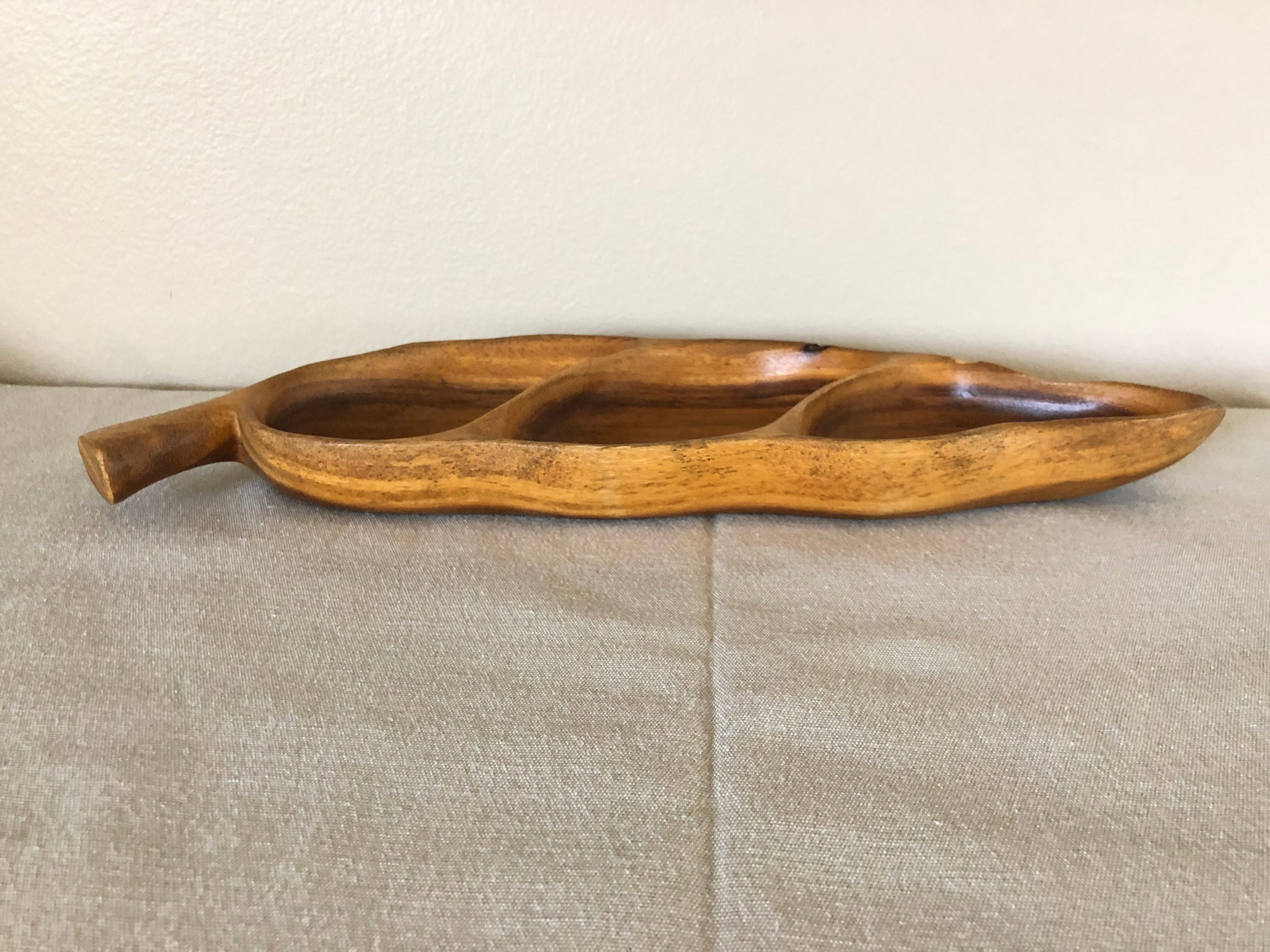 Vintage Wood Tray, Monkey Pod Tray, Made in Hawaii, Divided Serving ...