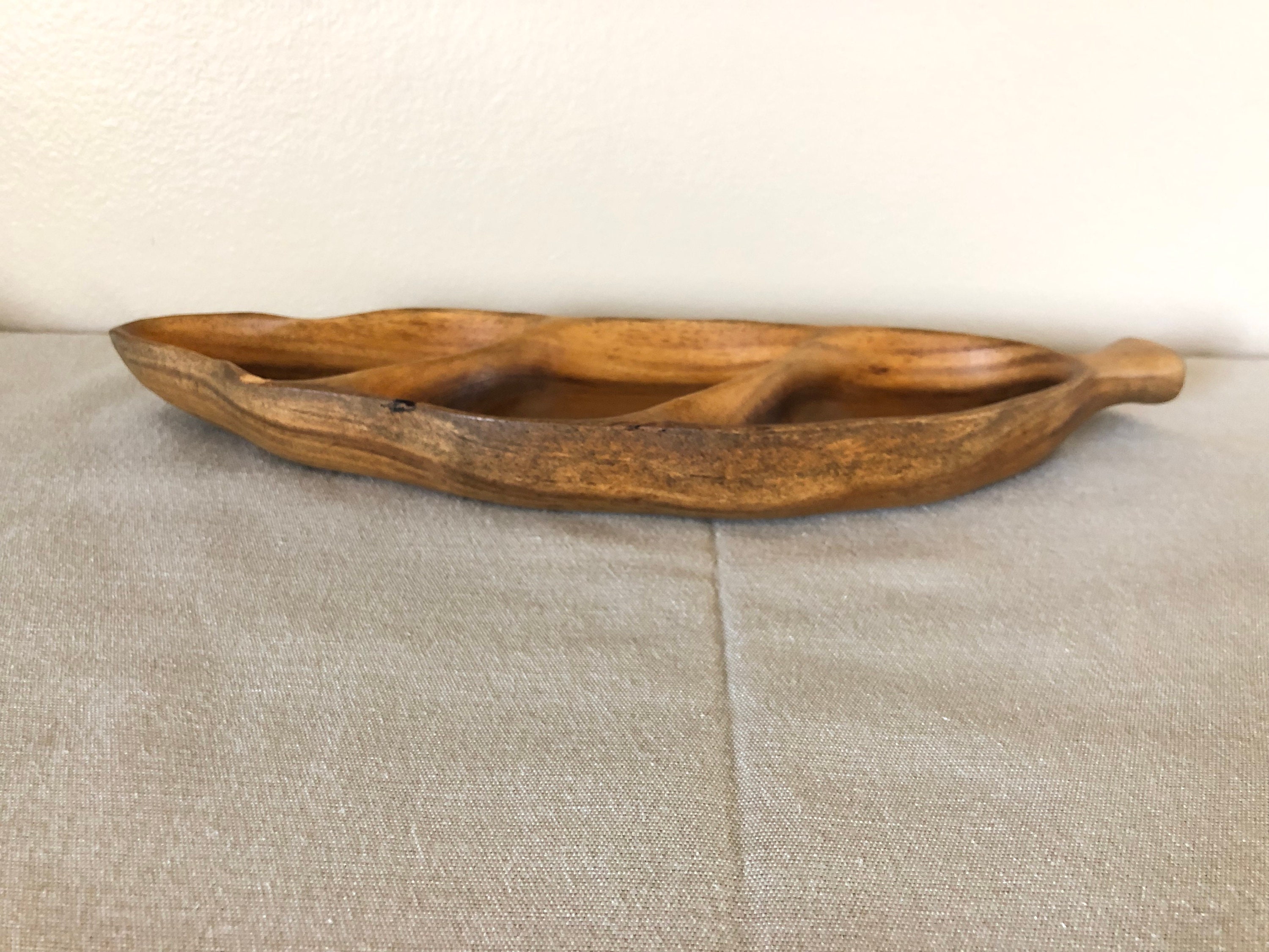 Vintage Wood Tray Monkey Pod Tray Made in Hawaii Divided | Etsy