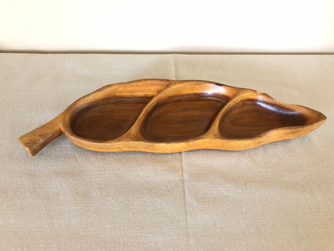 Vintage Wood Tray, Monkey Pod Tray, Made in Hawaii, Divided Serving ...
