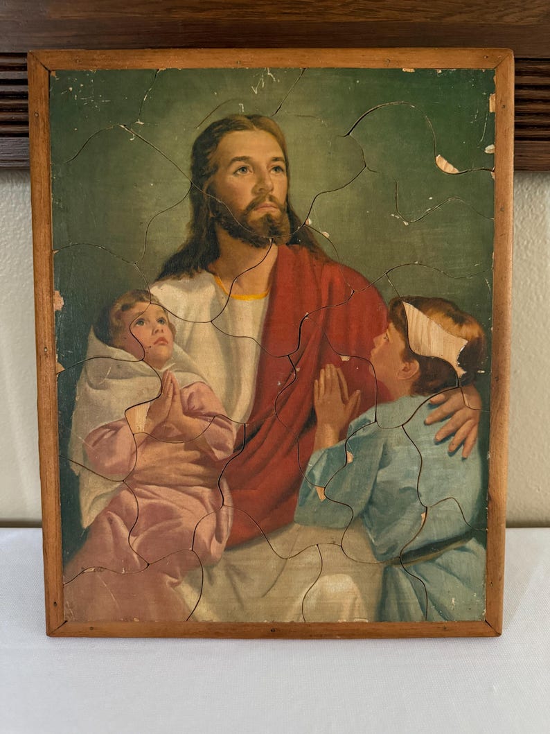 Vintage Religious Wood Tray Puzzle, Jesus and Children Praying - Etsy