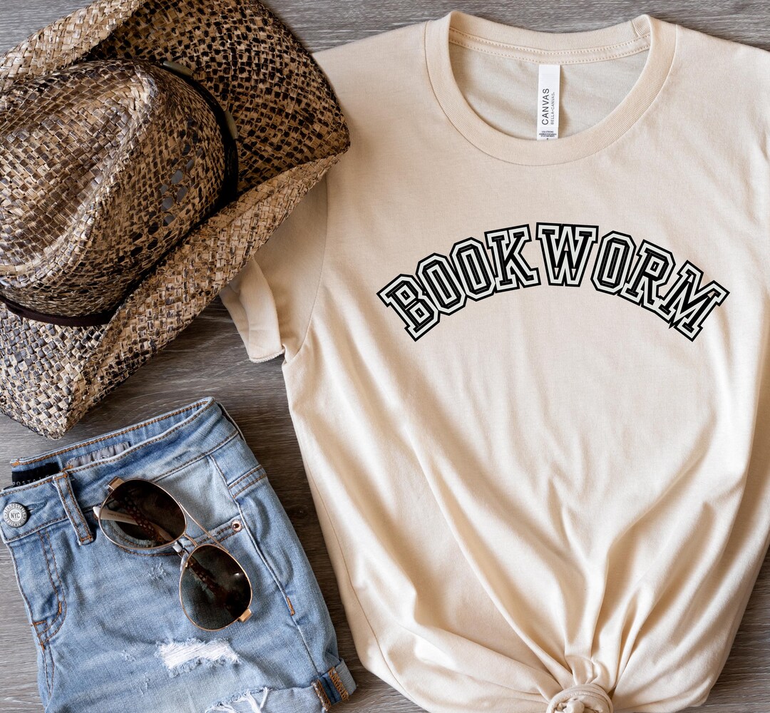 Minimalist Bookworm Text Shirt, College Font, Minimalist Bookish Shirt ...