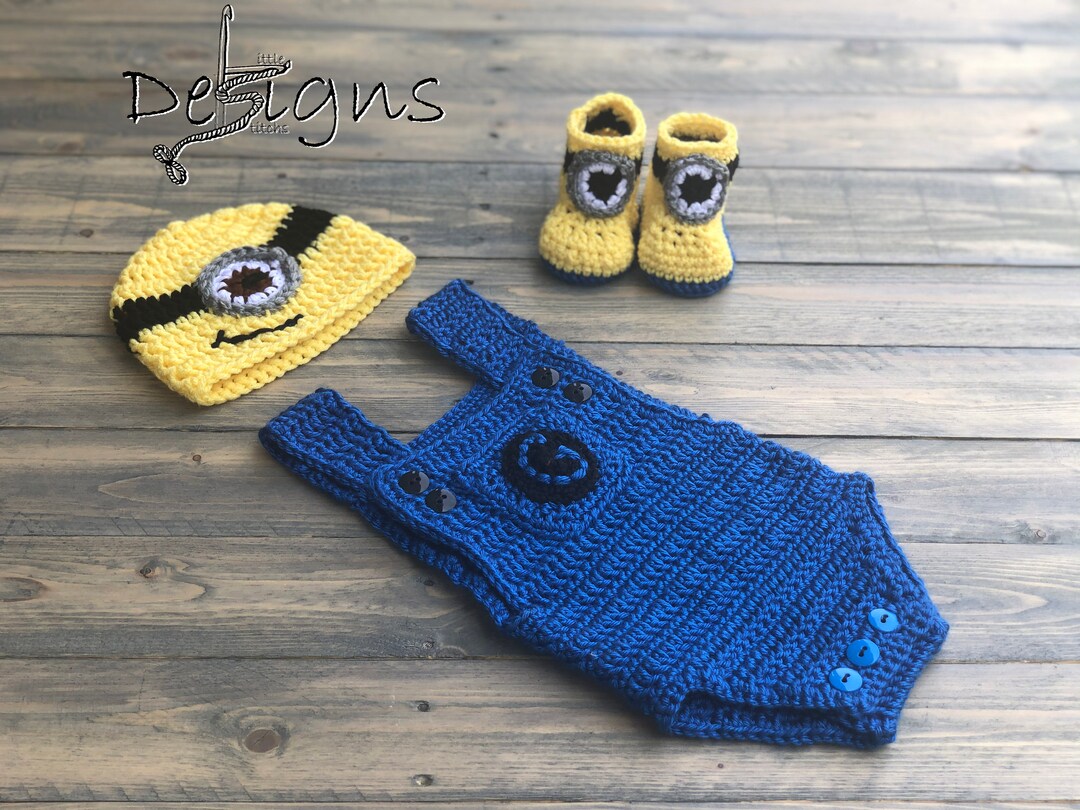 Crochet Minion Baby Outfit: Kevin or Stuart, Hat & Diaper Cover - Etsy