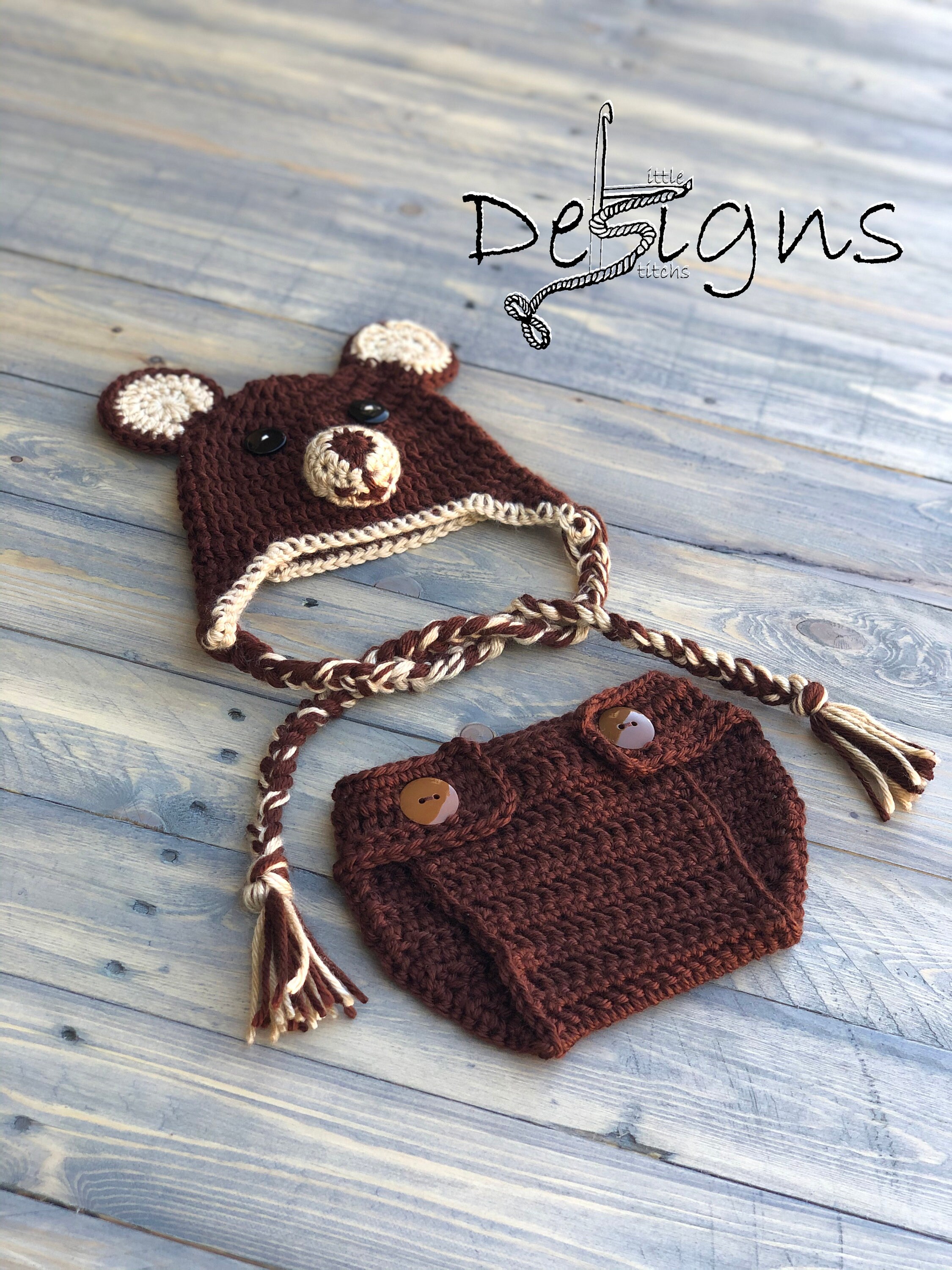 Crochet Baby Bear Outfit Bear Hat Bear Diaper Cover Baby | Etsy