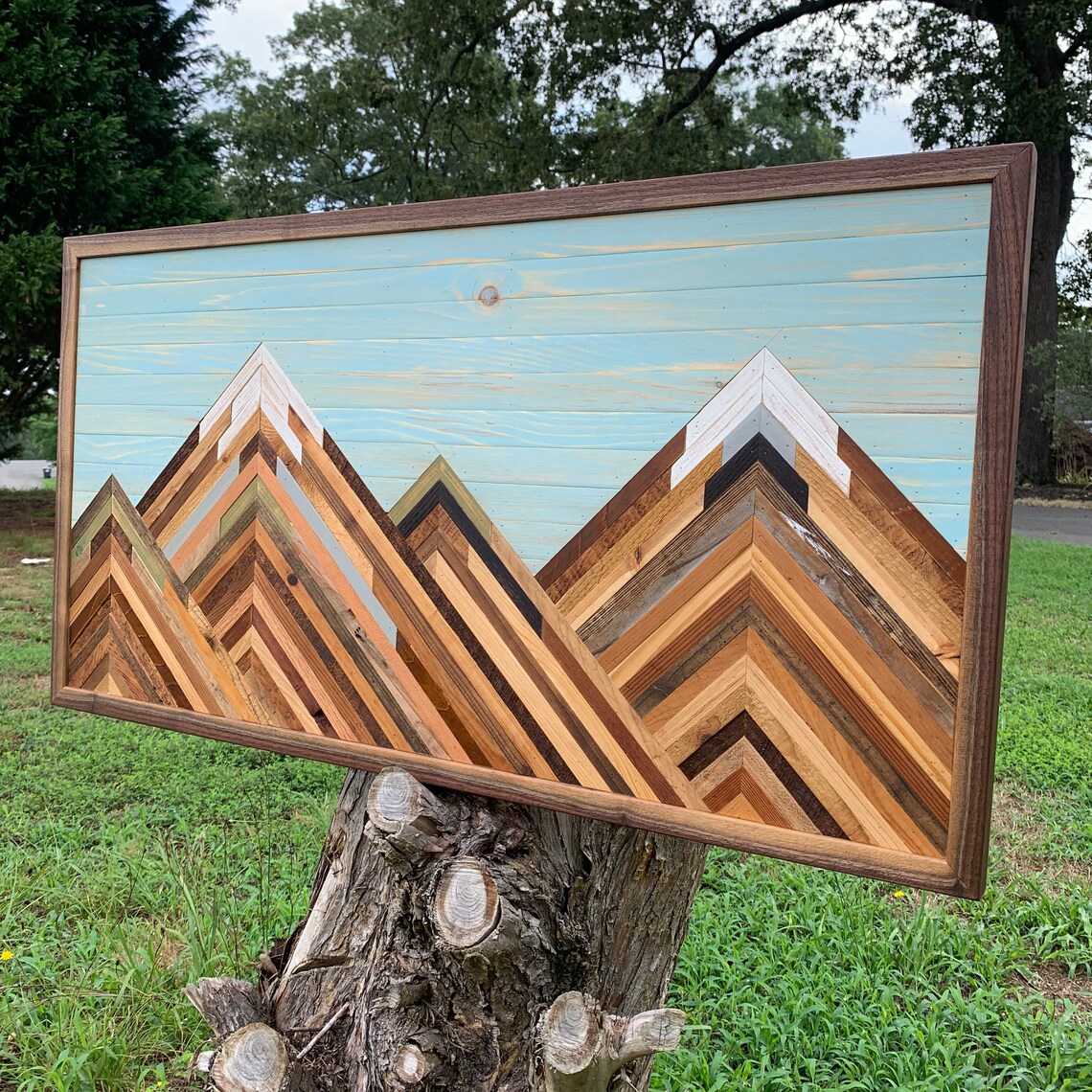 Wood Mountain Scene Wood Mountain Picture Reclaimed Wood - Etsy