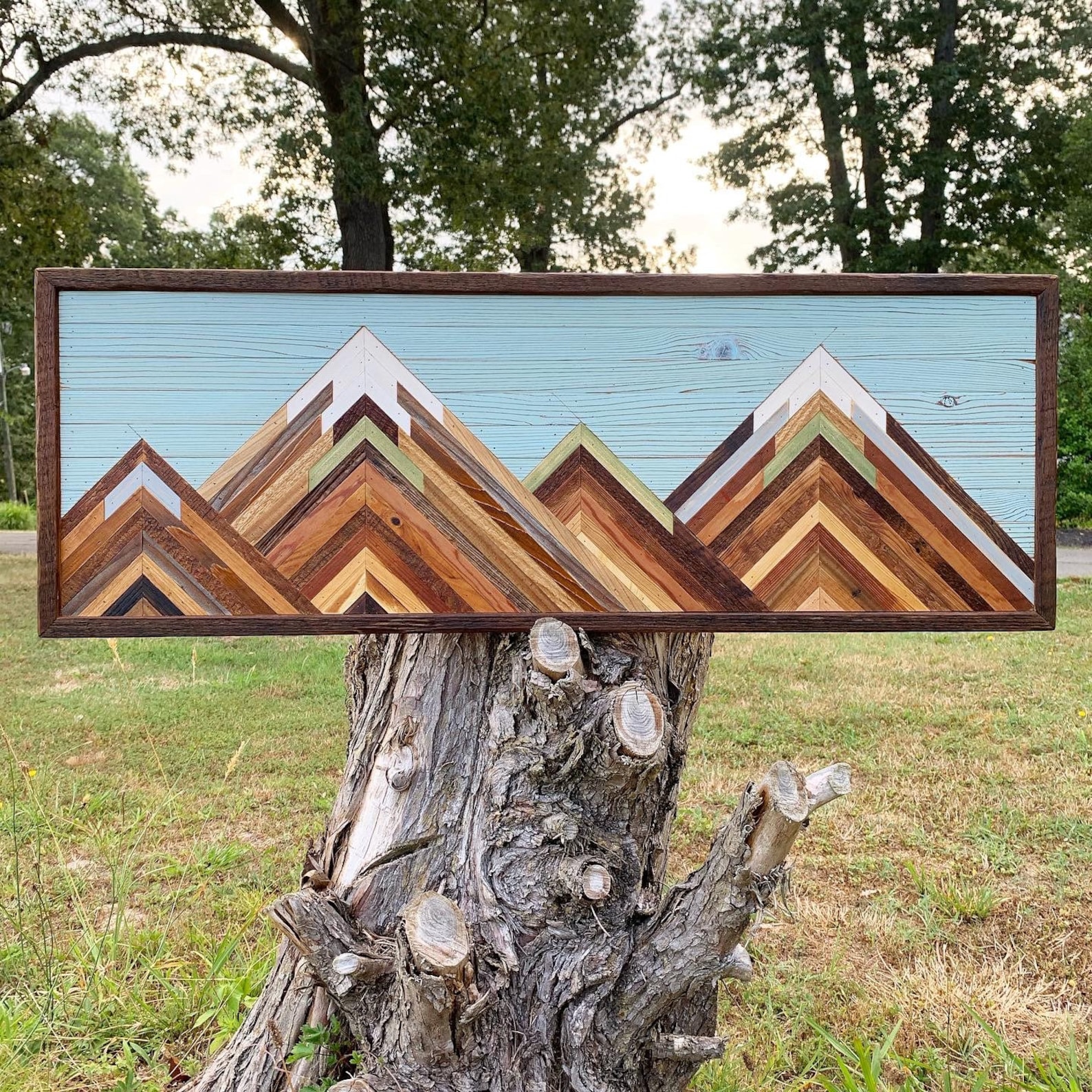 Wood Mountain Scene Reclaimed Wood Art Mountain Picture | Etsy