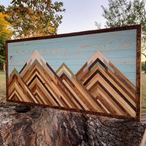 Wood Mountain Scene Wood Mountain Picture Reclaimed Wood - Etsy