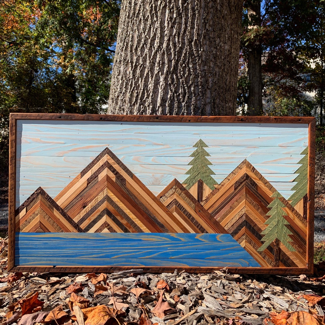 Mountain Wood Scene Mountain Scene Wood Mountain Art - Etsy