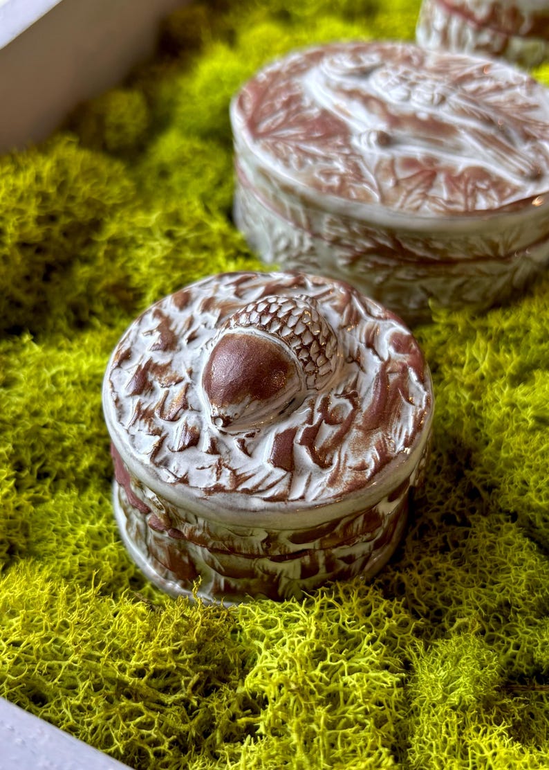 Handmade Red Stoneware Acorn Trinket Box: Forest Decor - Etsy