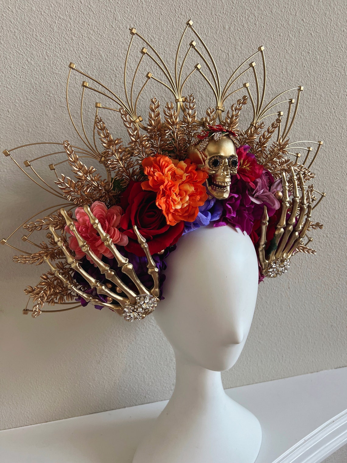 Day of the Dead Crown Flower Headpiece Mexican Flower Crown - Etsy