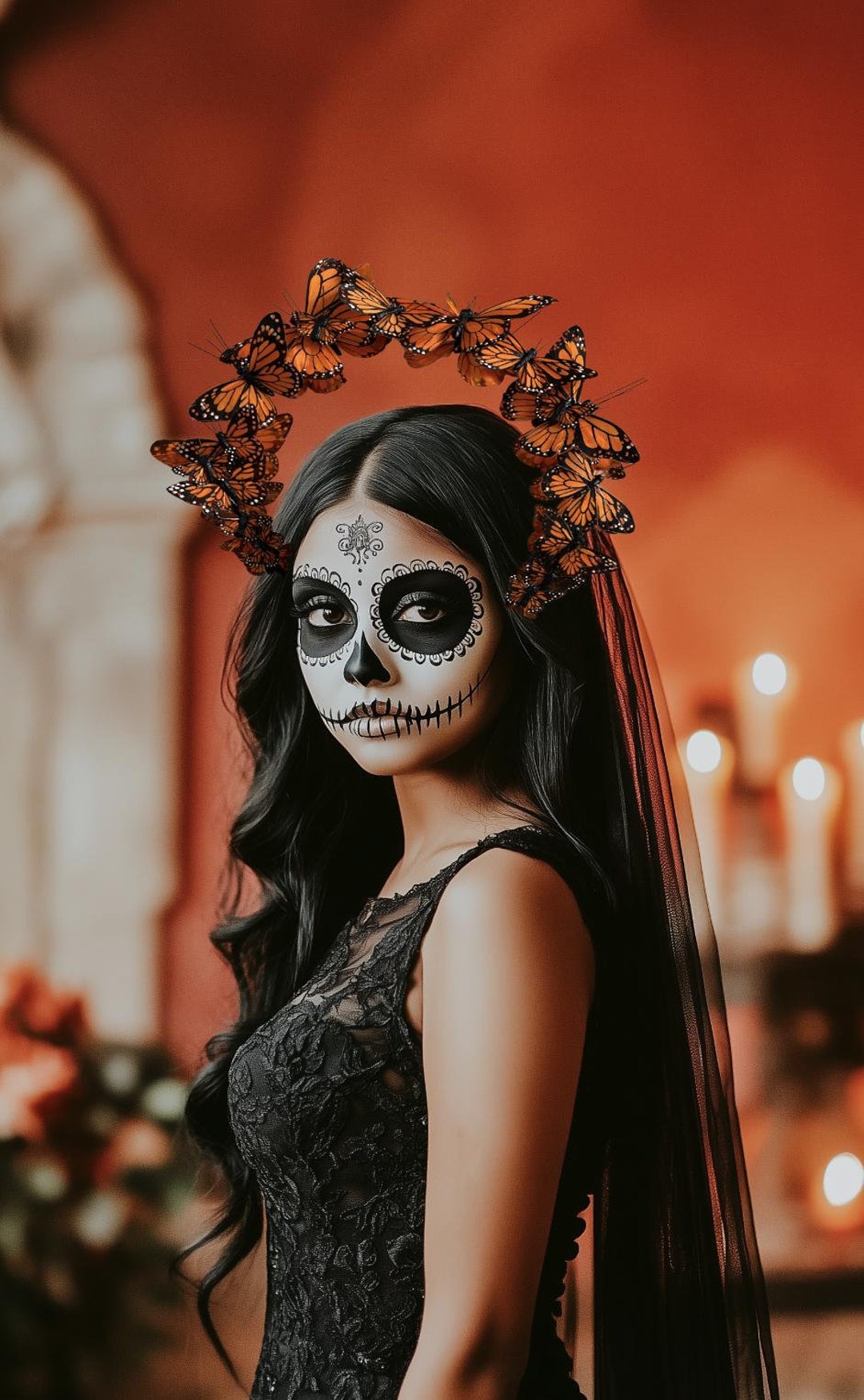 Dia De Muertos Headpiece, Mexican Headpiece, Monarch Butterfly Headband ...