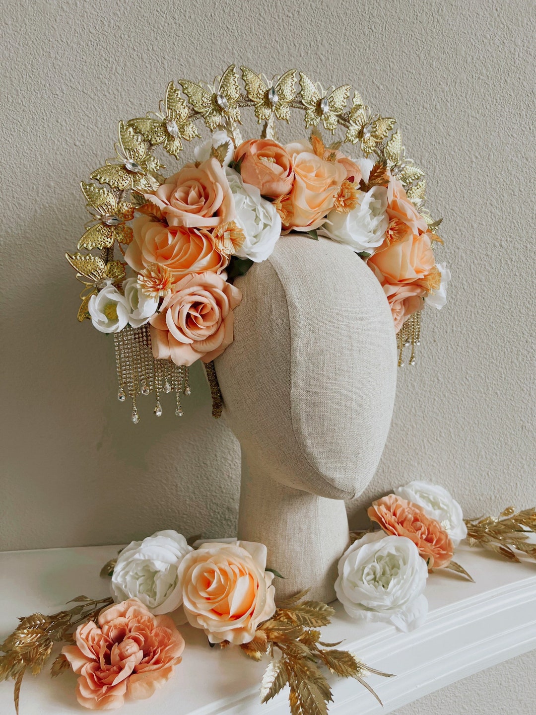 Bridal Crown,halo Crown, Day of the Dead Crown, Flower Headpiece ...