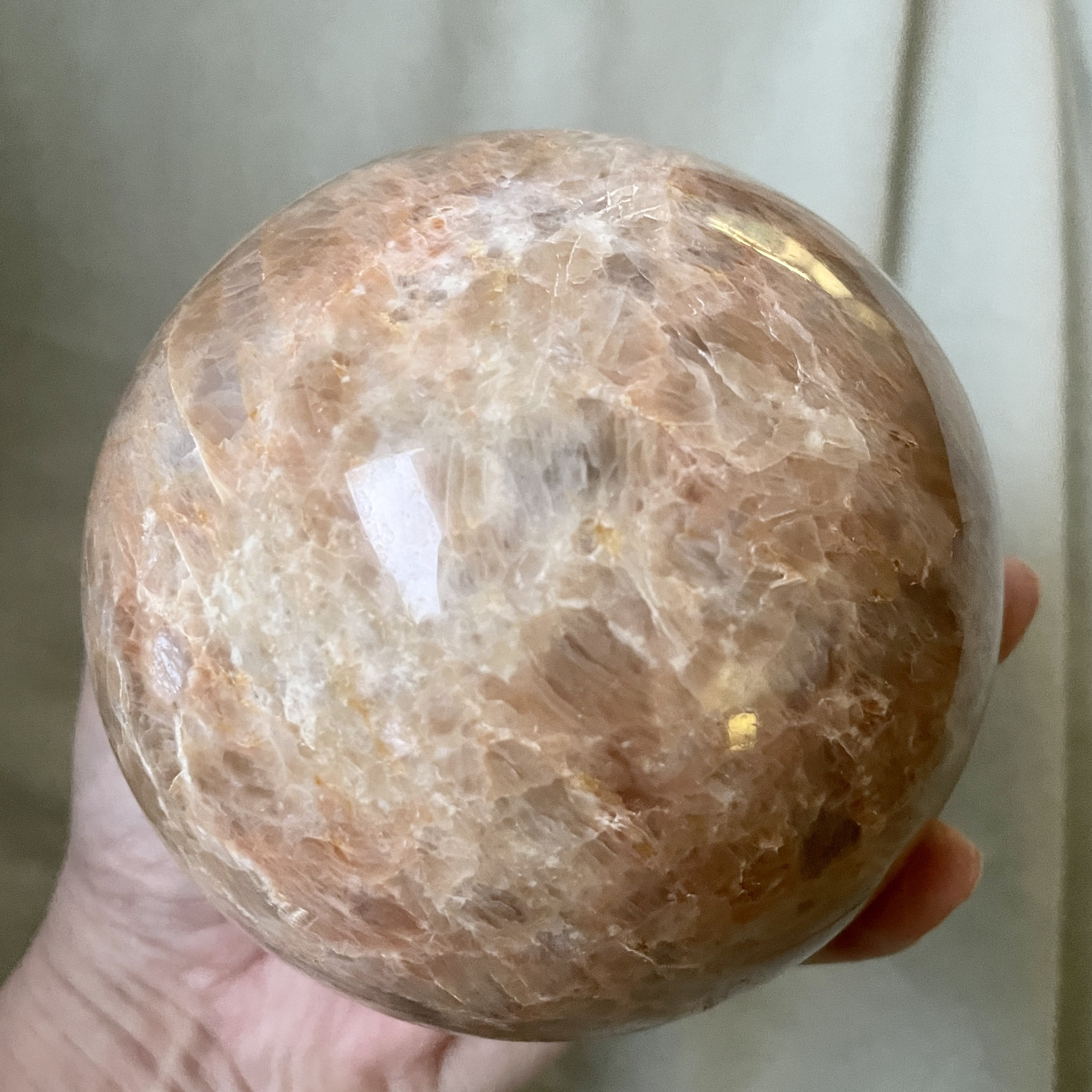 105mm Peach Moonstone Sphere Orb Ball Mineral Display Specimen