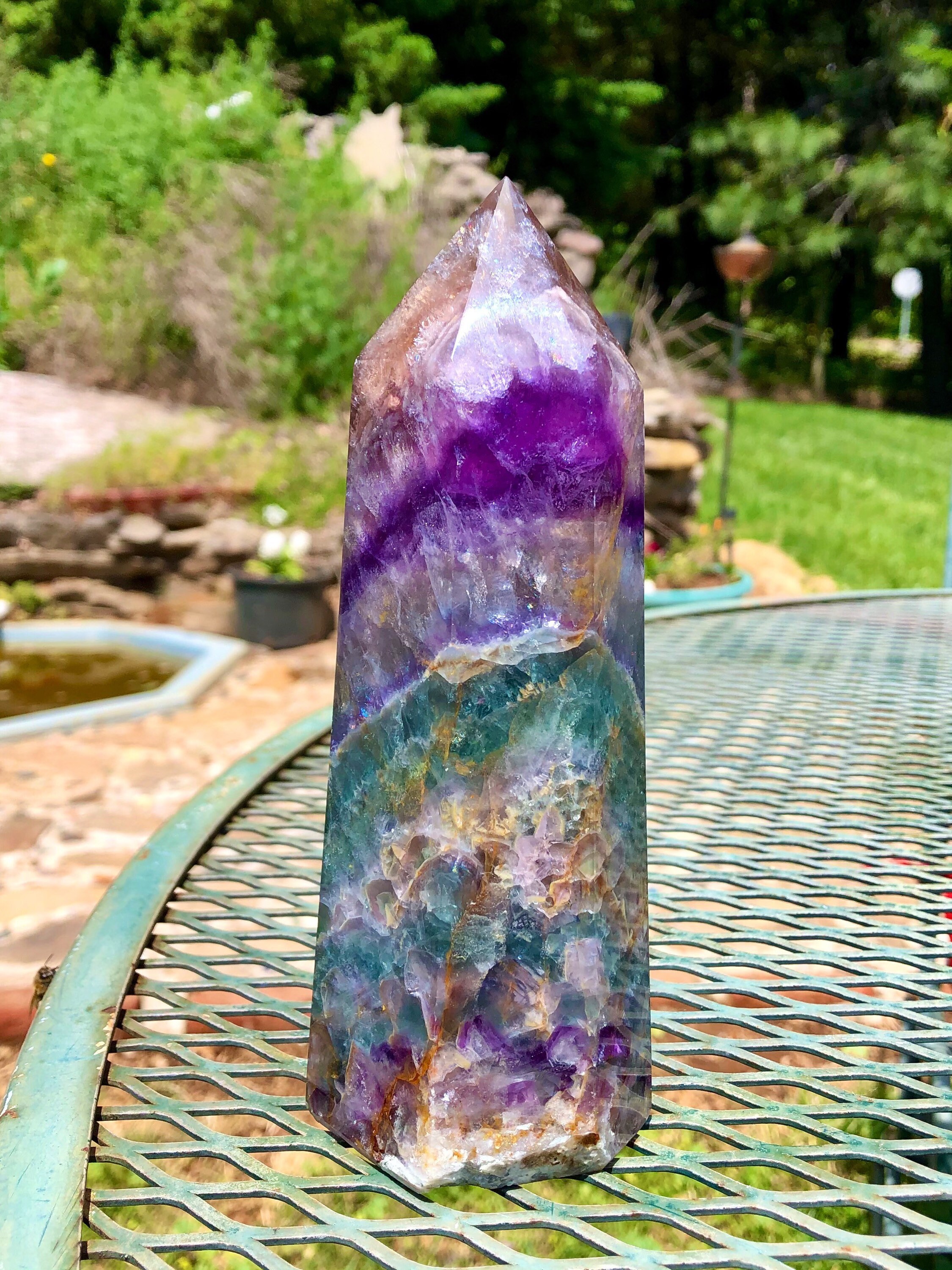 On Hold 814g Rainbow Fluorite Obelisk Pillar Tower Point Wand Column