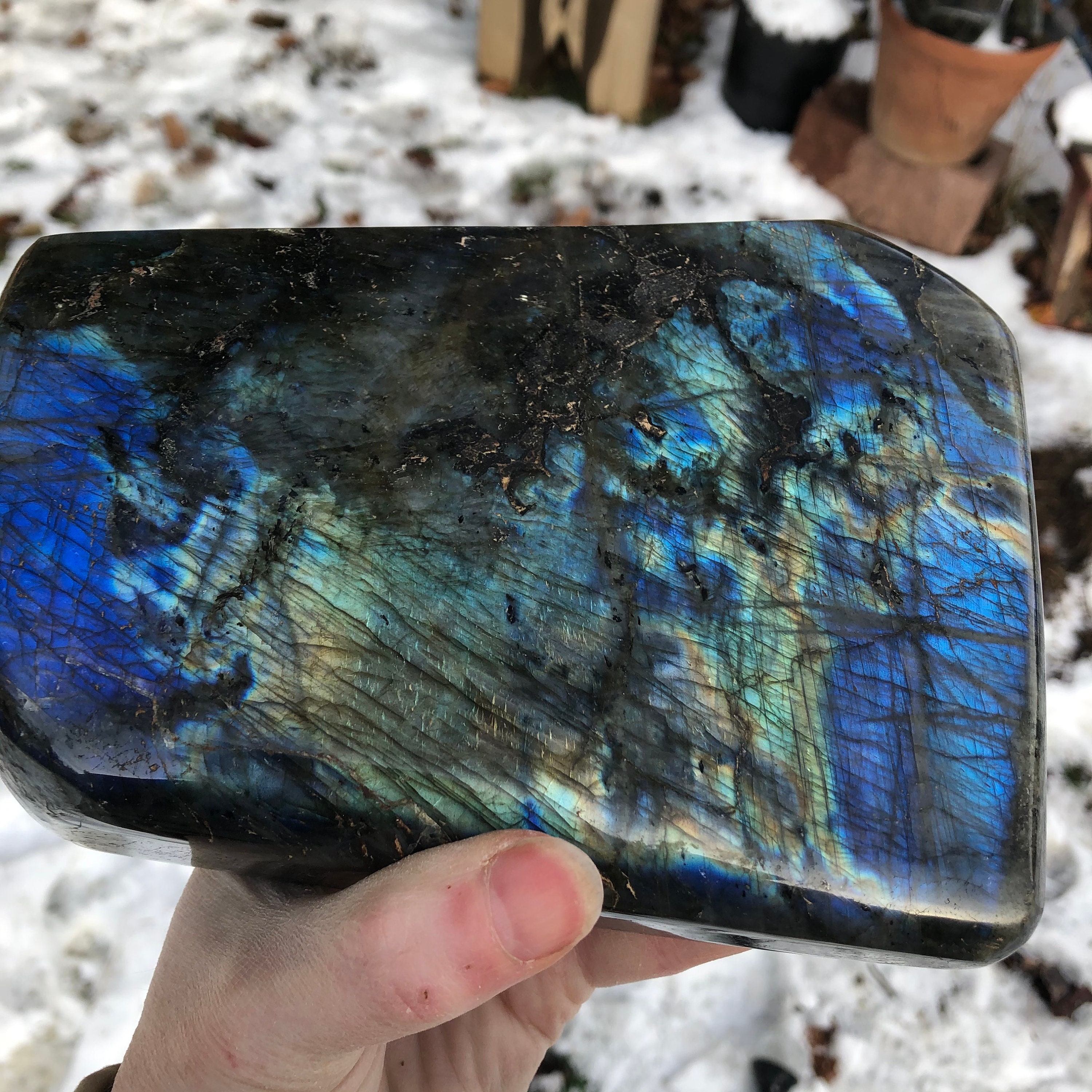 4.83 lbs Large Spectralite Labradorite Polished Standing Freeform Specimen