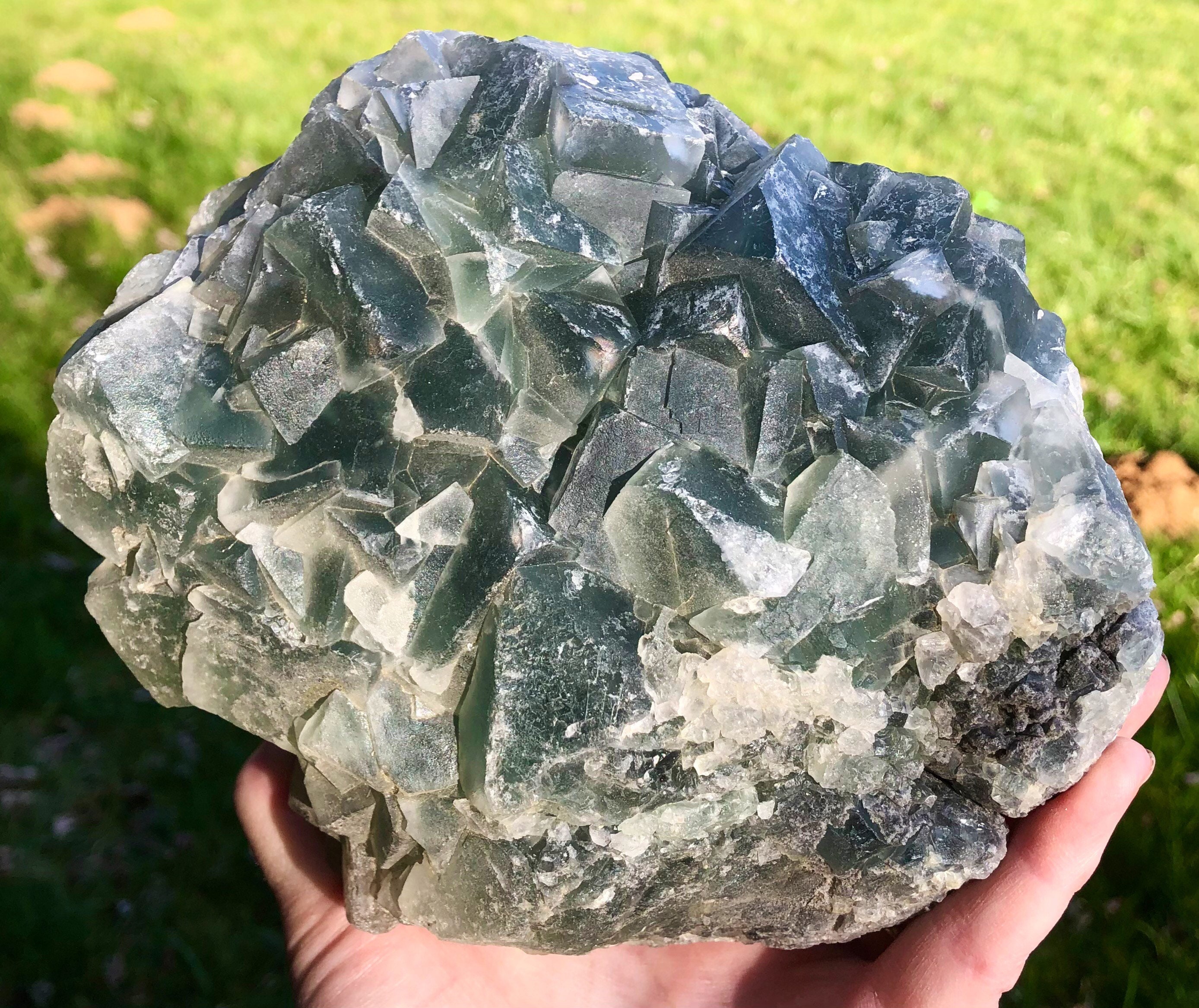 6.53 lb Green Cubic Fluorite Crystal Cluster Mineral Display Specimen