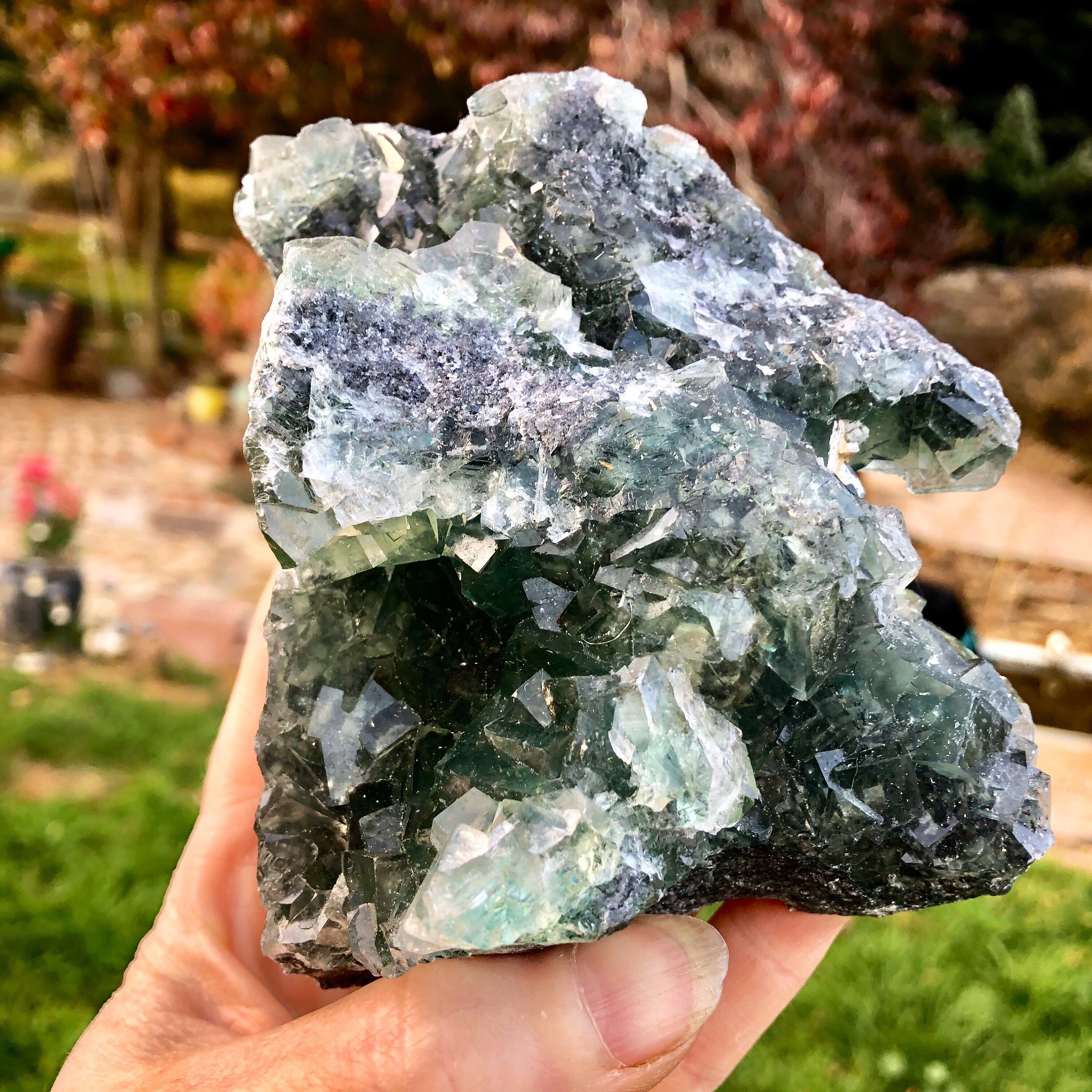 734g Transparent Green Trapezoidal and Cubic Fluorite Large Crystal ...