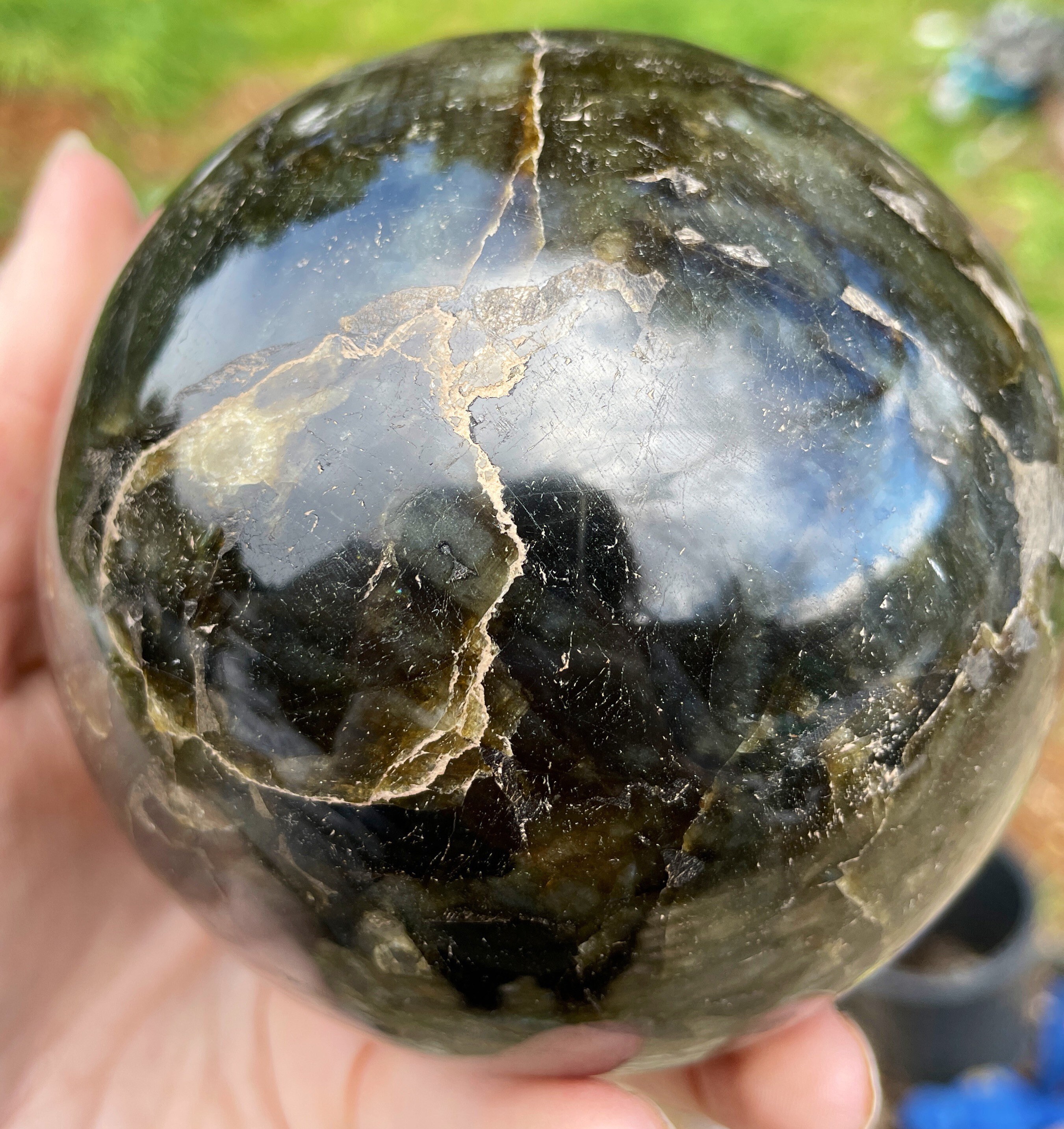 95mm Labradorite Sphere Orb Ball Mineral Display Specimen