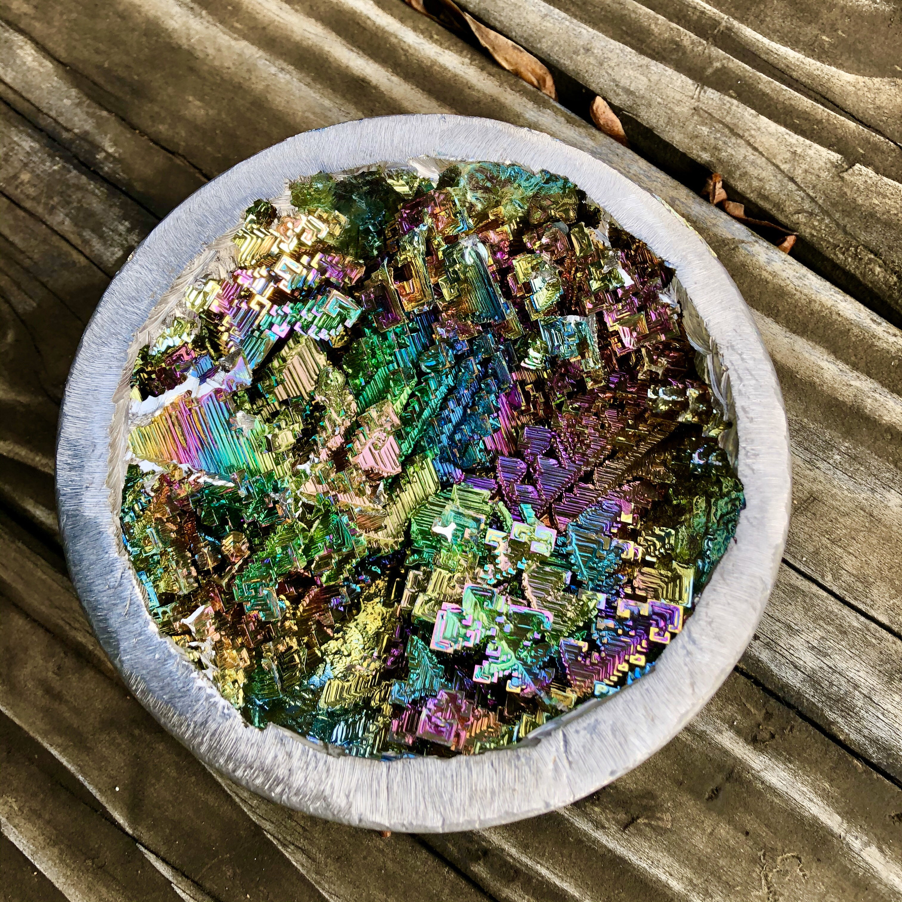 918g Large Bismuth Crystal Cluster Bowl Shaped Specimen