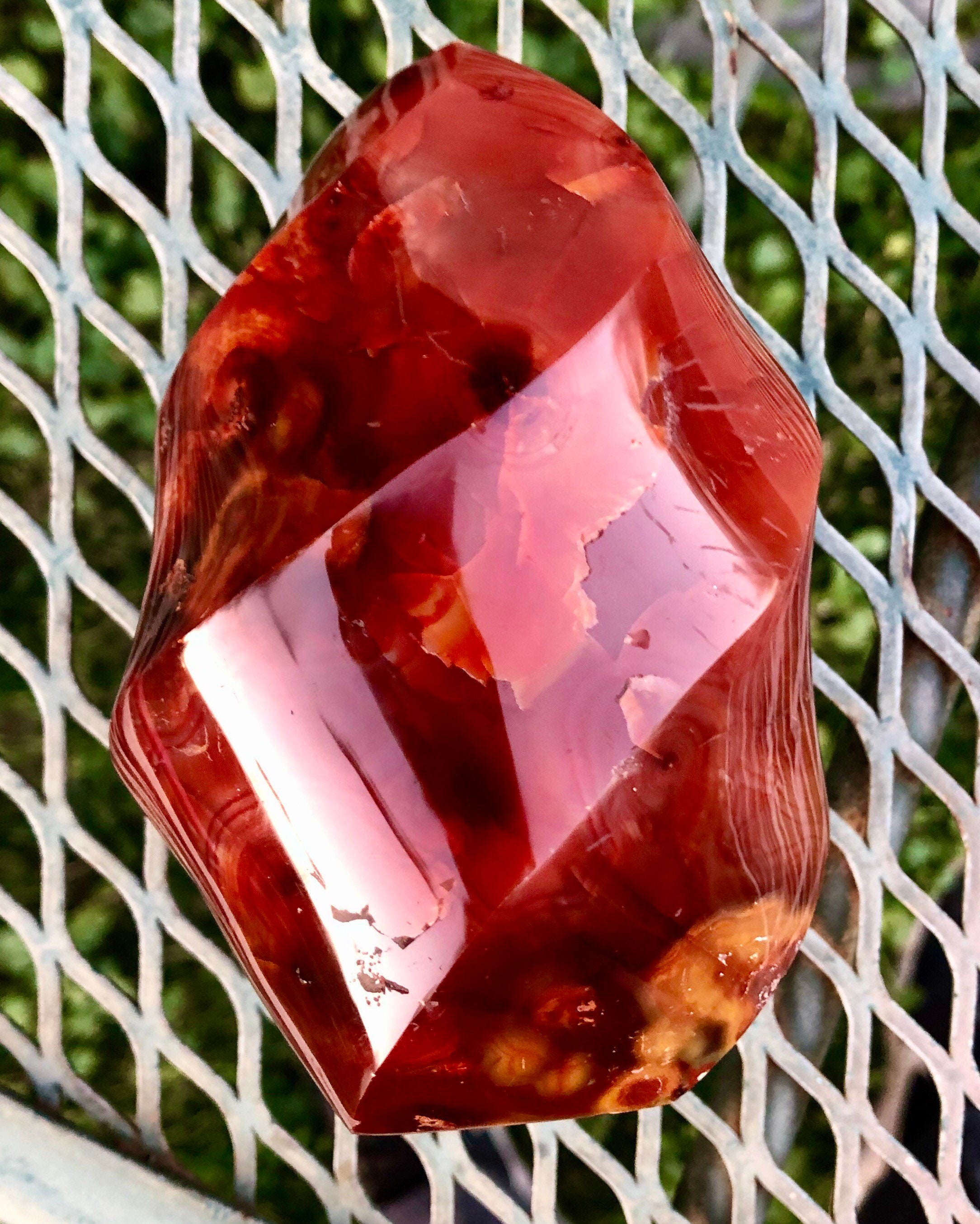 670g Red Carnelian Agate Flame Torch Freeform Crystal Display Specimen