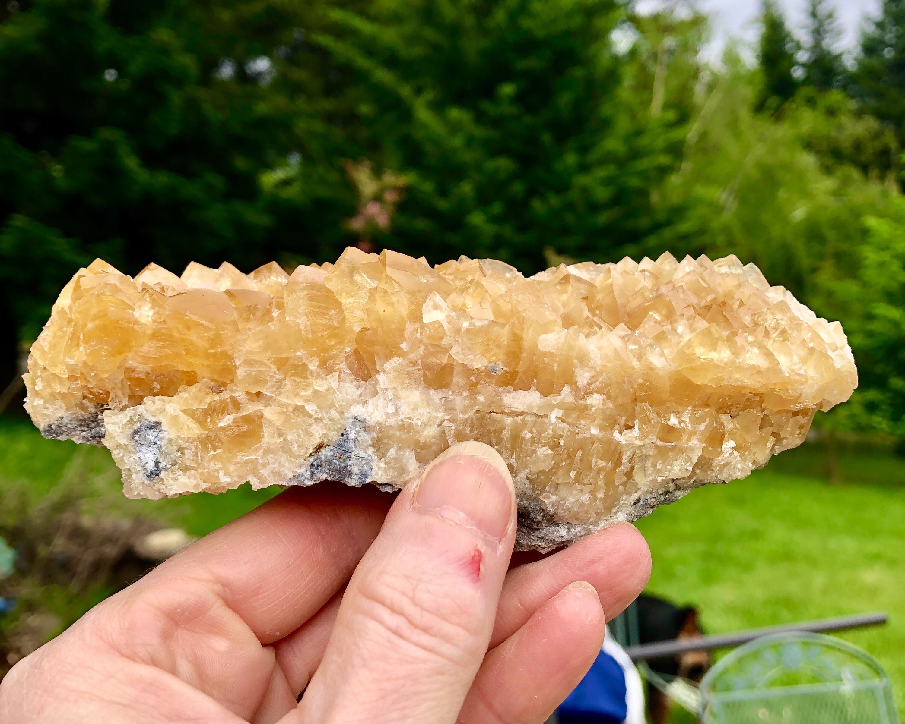 360g Golden Yellow Cubic Calcite Crystal Cluster Mineral Display Specimen
