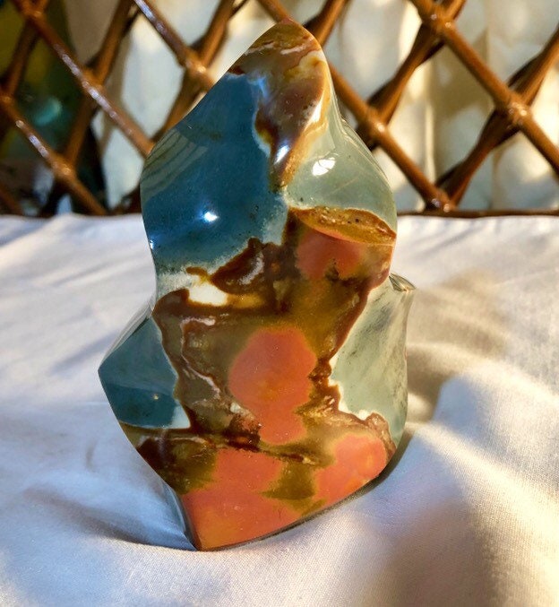 Large Polychrome Jasper Freeform with twisted flame shape