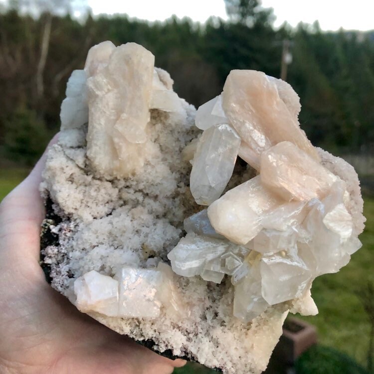 Large Apophyllite and Stilbite on Stalactic Chalcedony Crystal Cluster ...