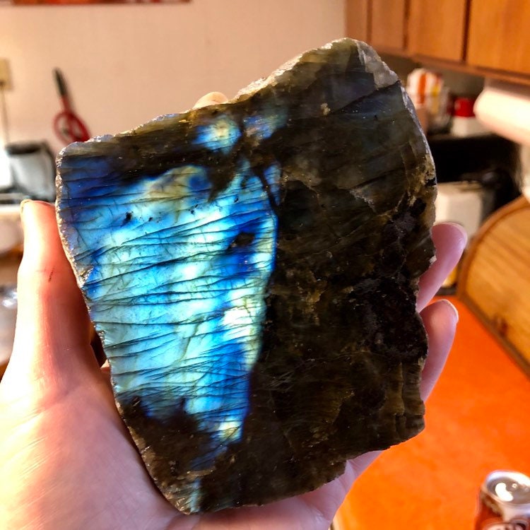 Labradorite Slab for display or lapidary use with bright blue flash