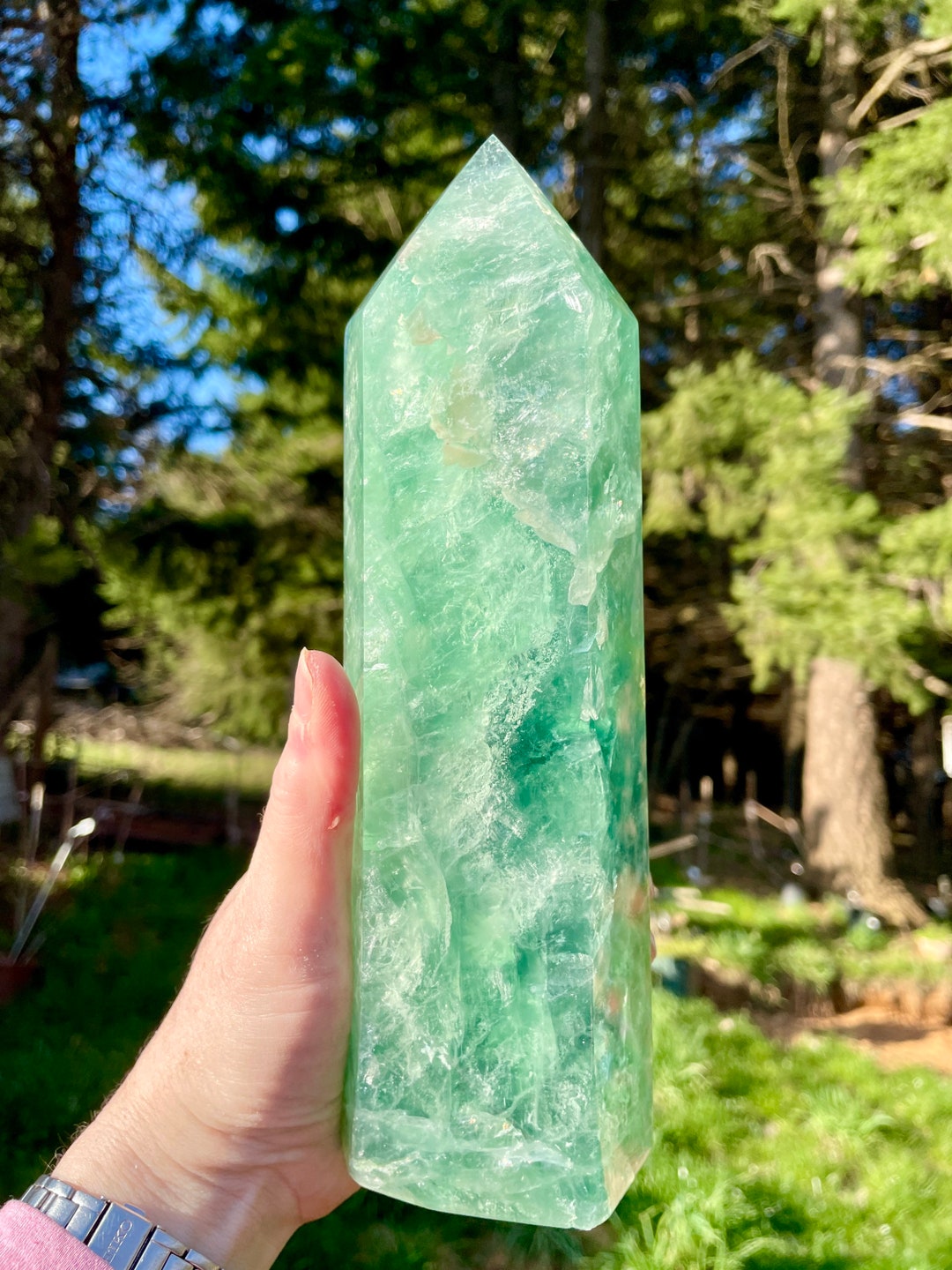 Green Fluorite Obelisk Pillar Tower Point Wand Column Generator 4.8 Lbs ...