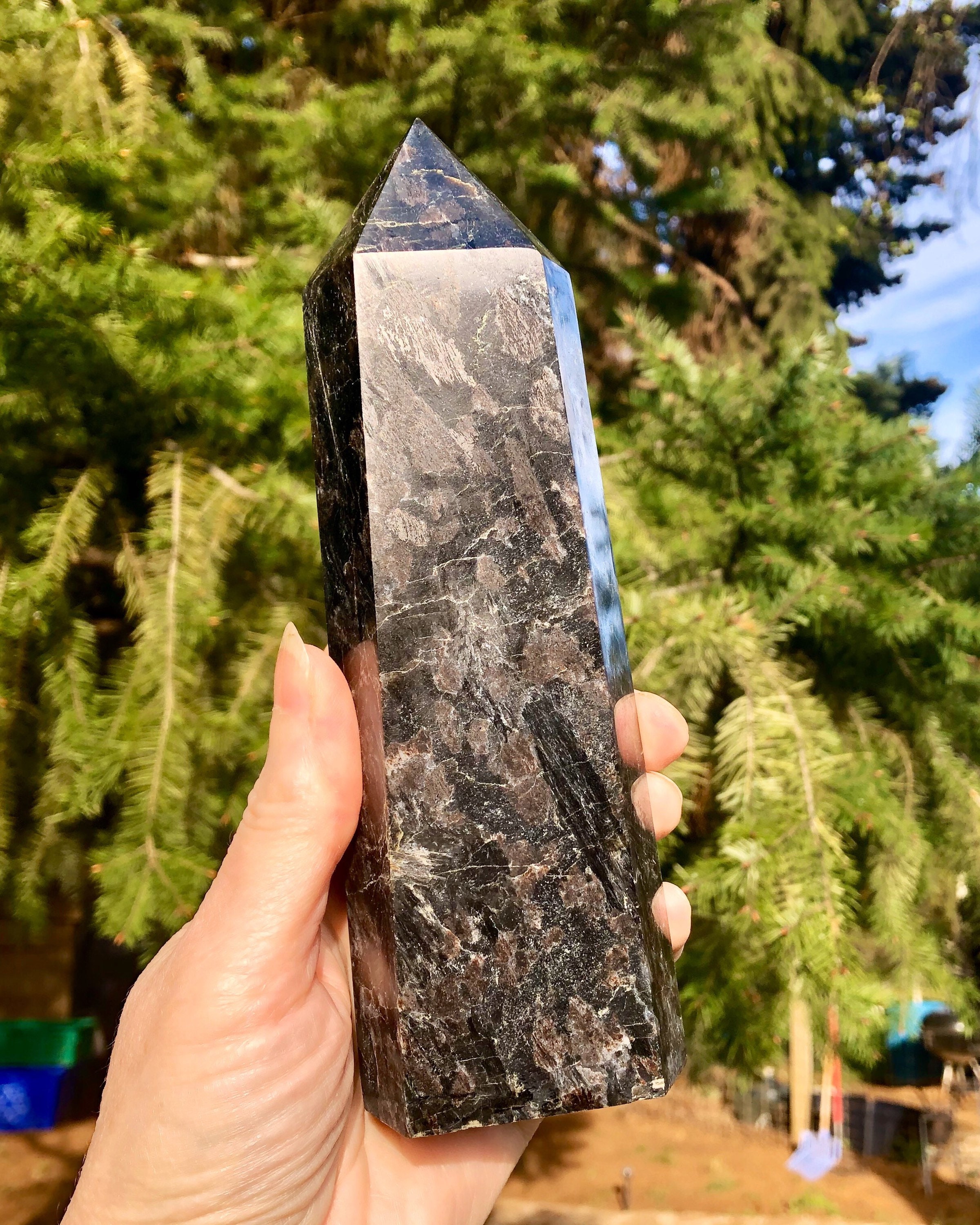920g Astrophyllite or Fireworks Stone Obelisk Pillar Tower Point Wand ...