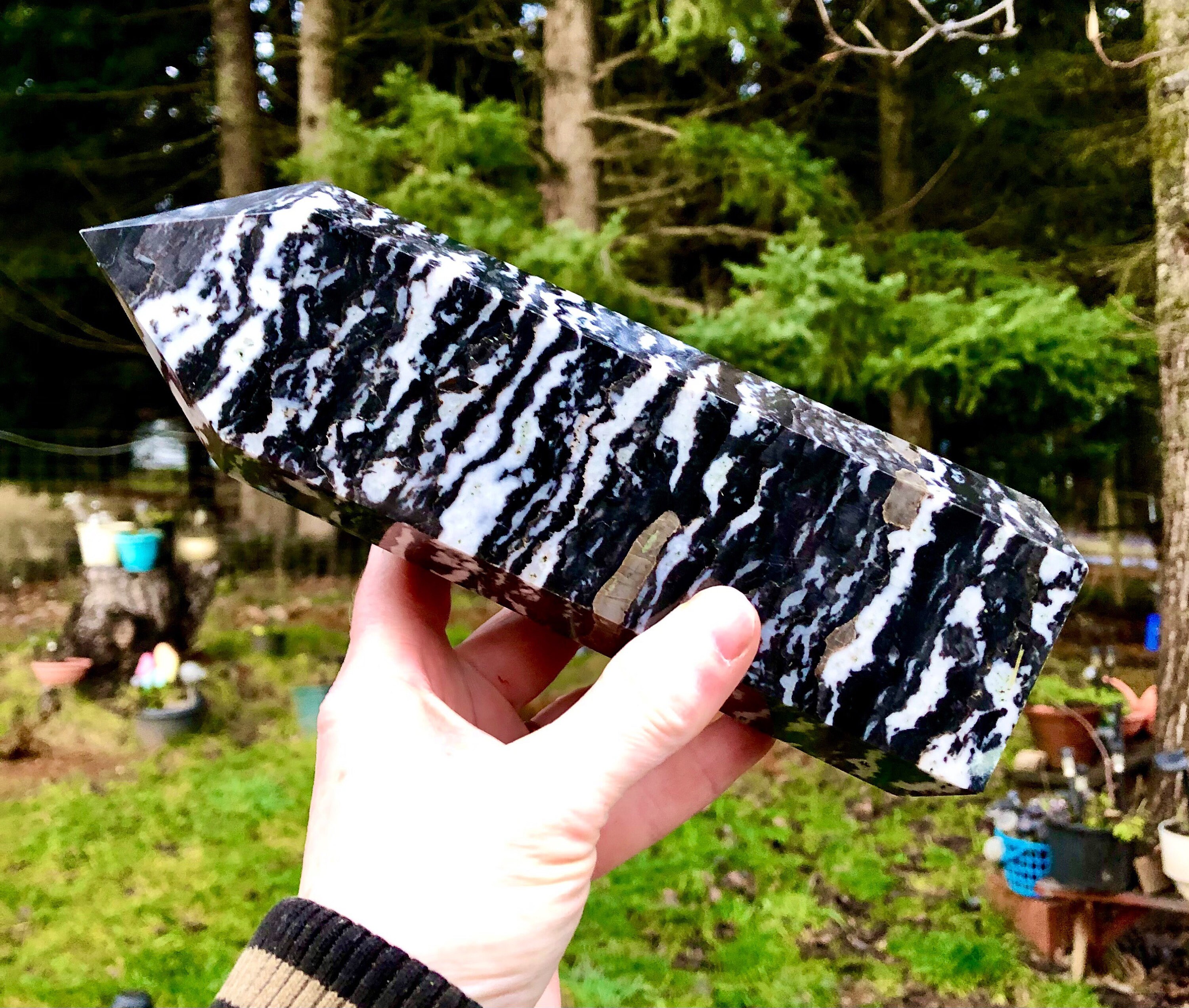 3.6 lbs Zebra Stone Obelisk Pillar Tower Point Wand Column Mineral ...
