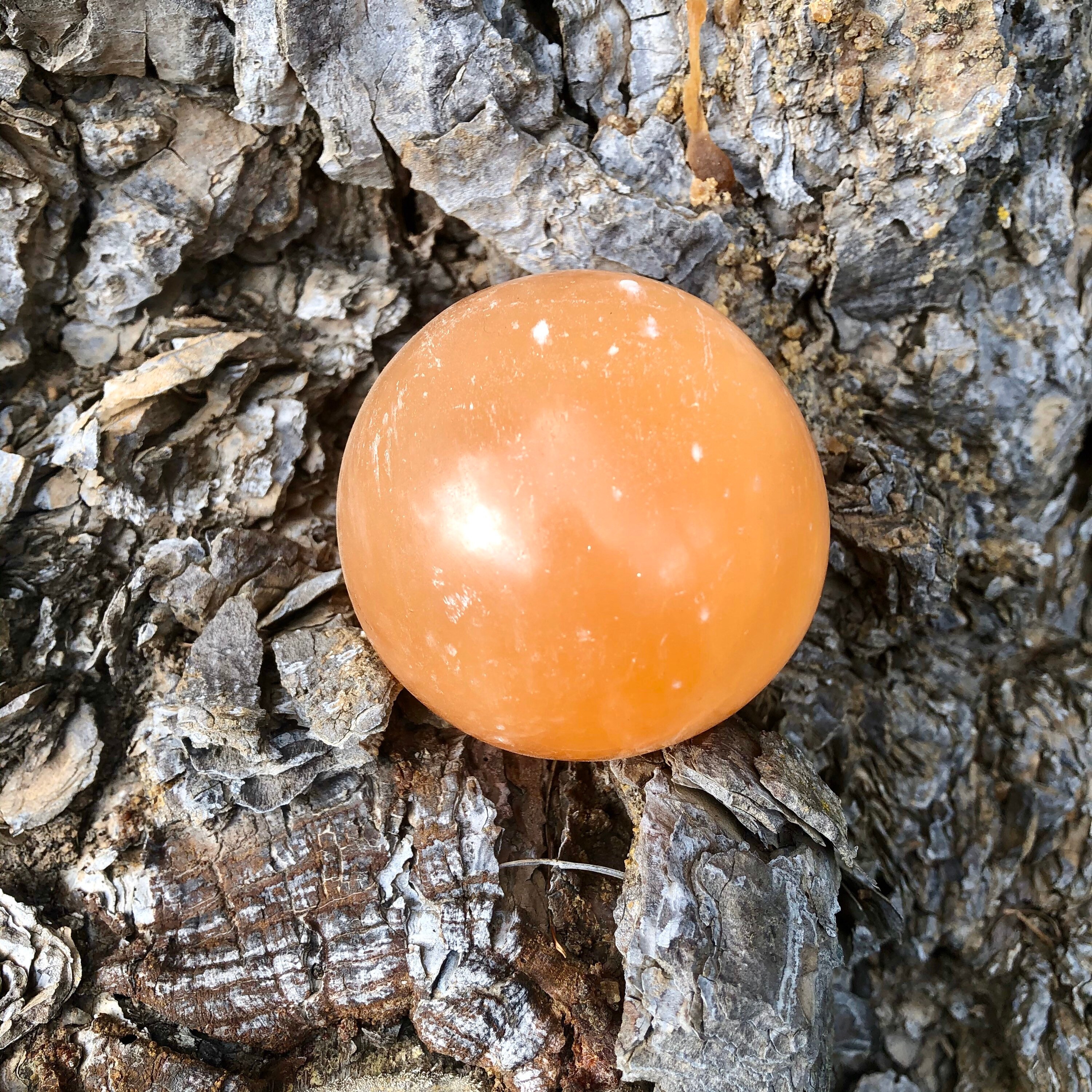 2 Natural Stone Spheres Orbs Balls Orange Calcite And Lapis Lazuli