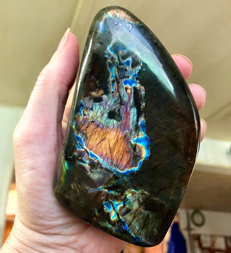 Red Spectralite Labradorite with Purple Gold and Blue Freeform