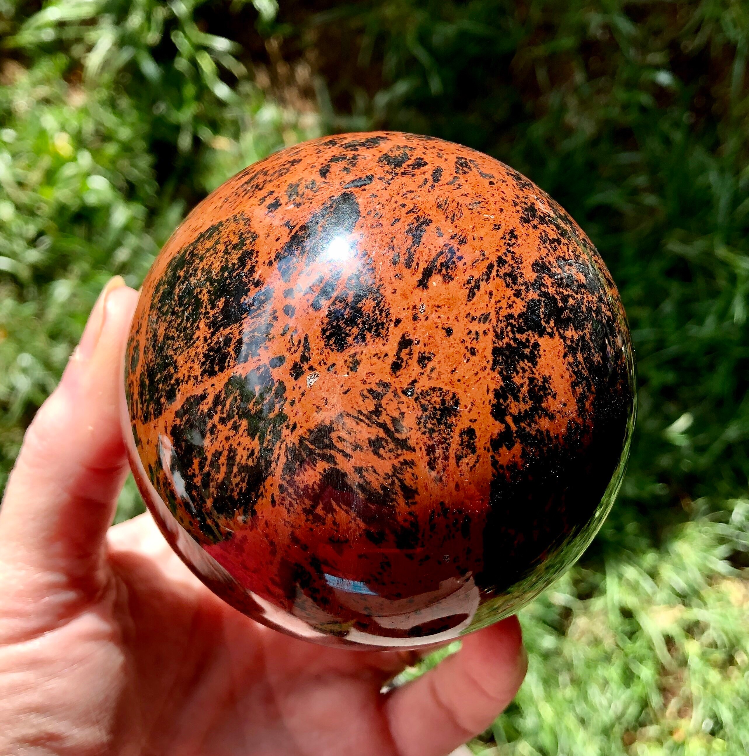84mm Mahogany Obsidian Natural Stone Sphere Orb Ball Globe Display Specimen