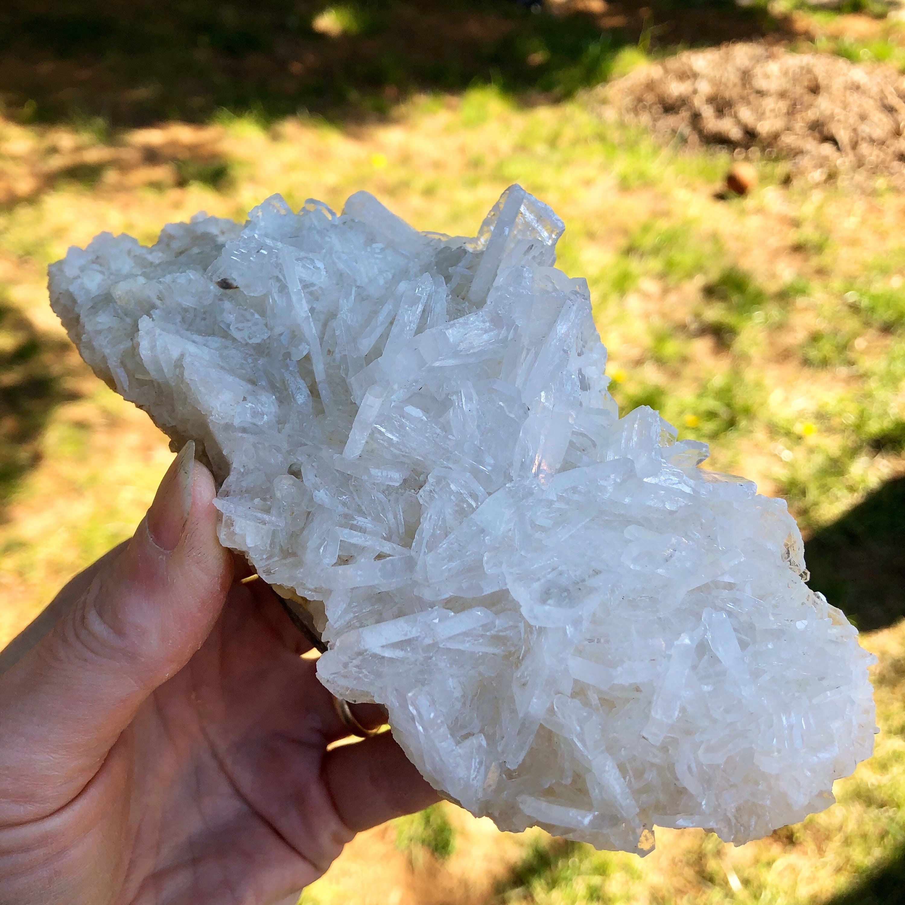 902g White Barite And Clear Quartz Crystal Cluster Mineral Display Specimen