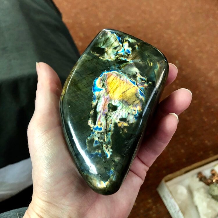 Red Spectralite Labradorite with Purple Gold and Blue Freeform