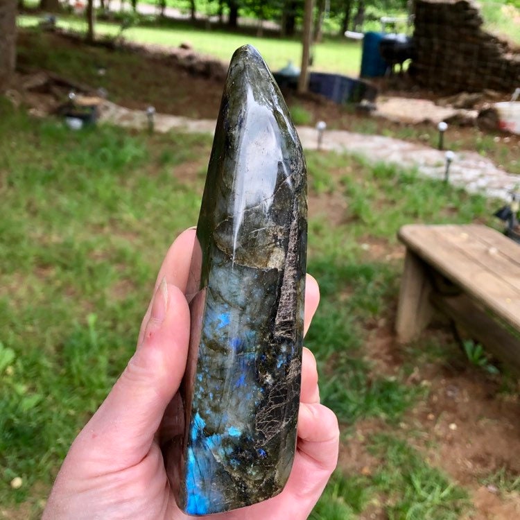 Blue Flash Labradorite Standing Freeform from Madagascar