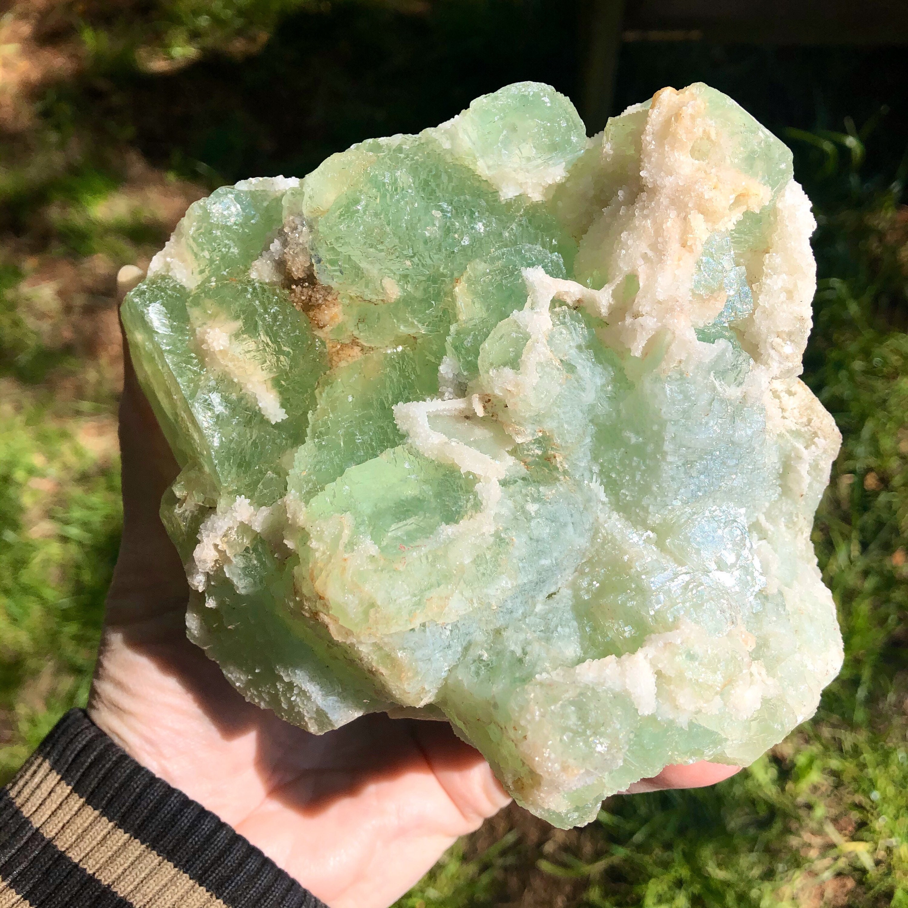 1926g Large Mint Green Fluorite And White Calcite Crystal Cluster ...