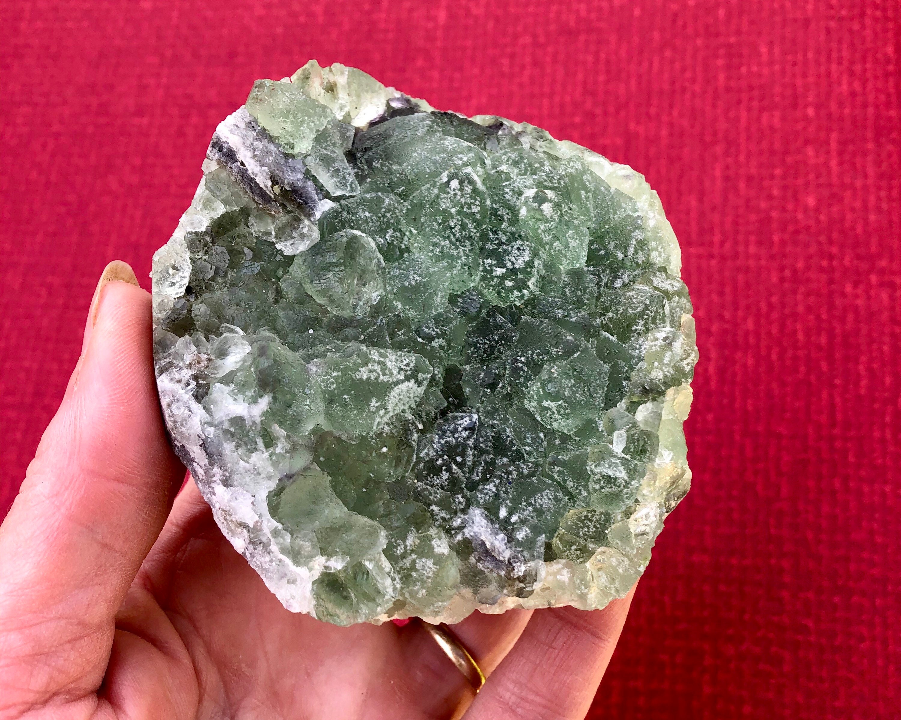 368g Green Fluorite Crystal Cluster Mineral Display Specimen