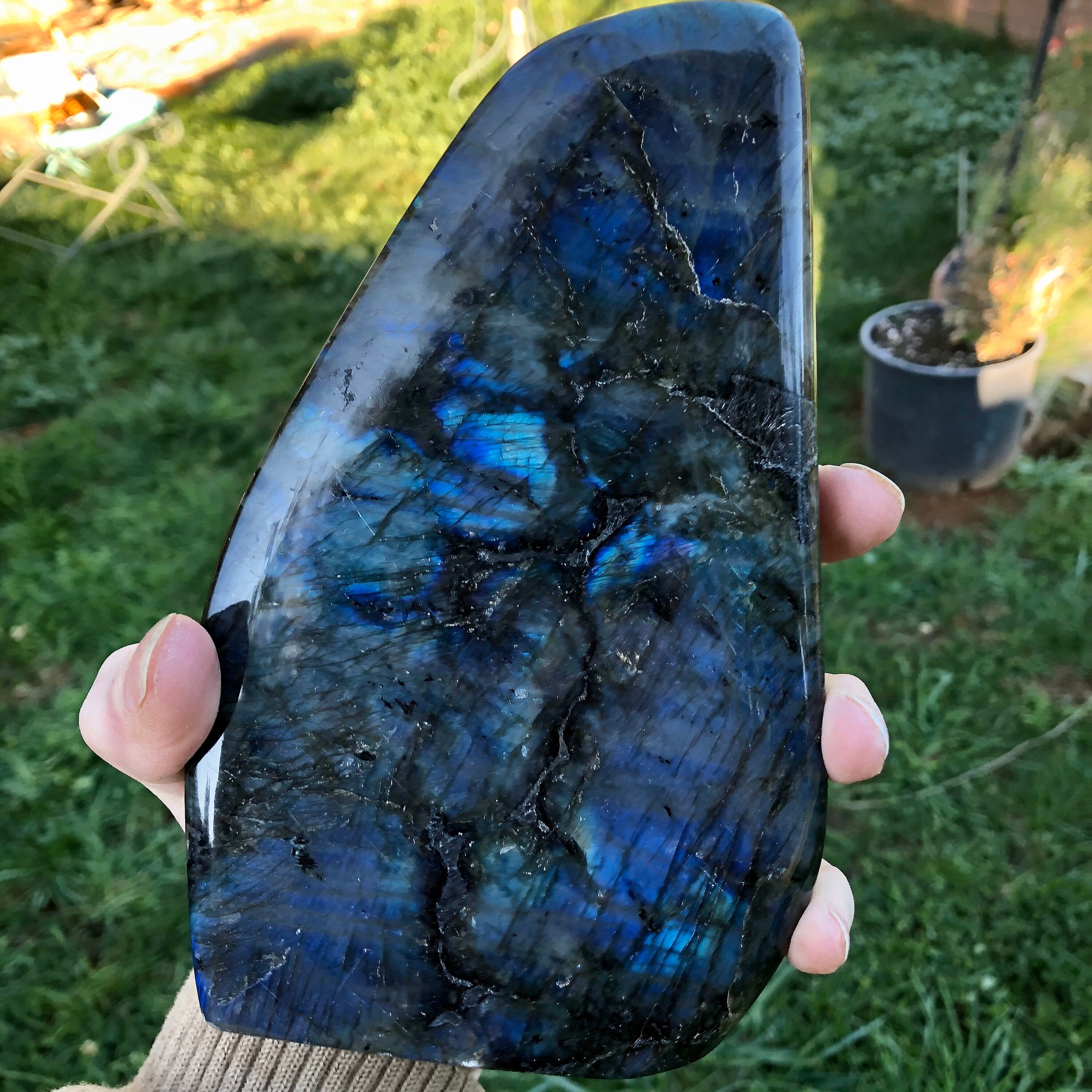 Blue flash Spectralite Labradorite standing freeform specimen