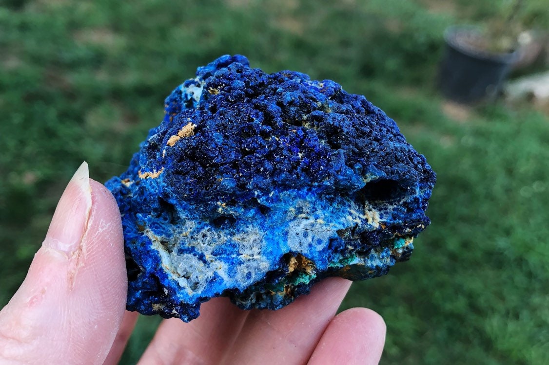 86g Chatoyant Blue Azurite crystal cluster with druzy crystals and ...