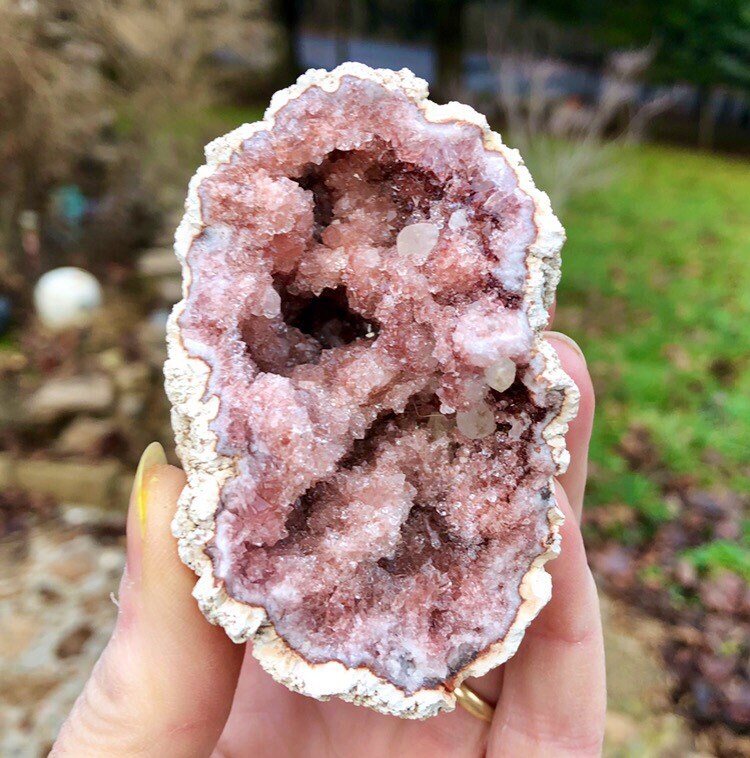 Pink Amethyst Geode Crystal Cluster