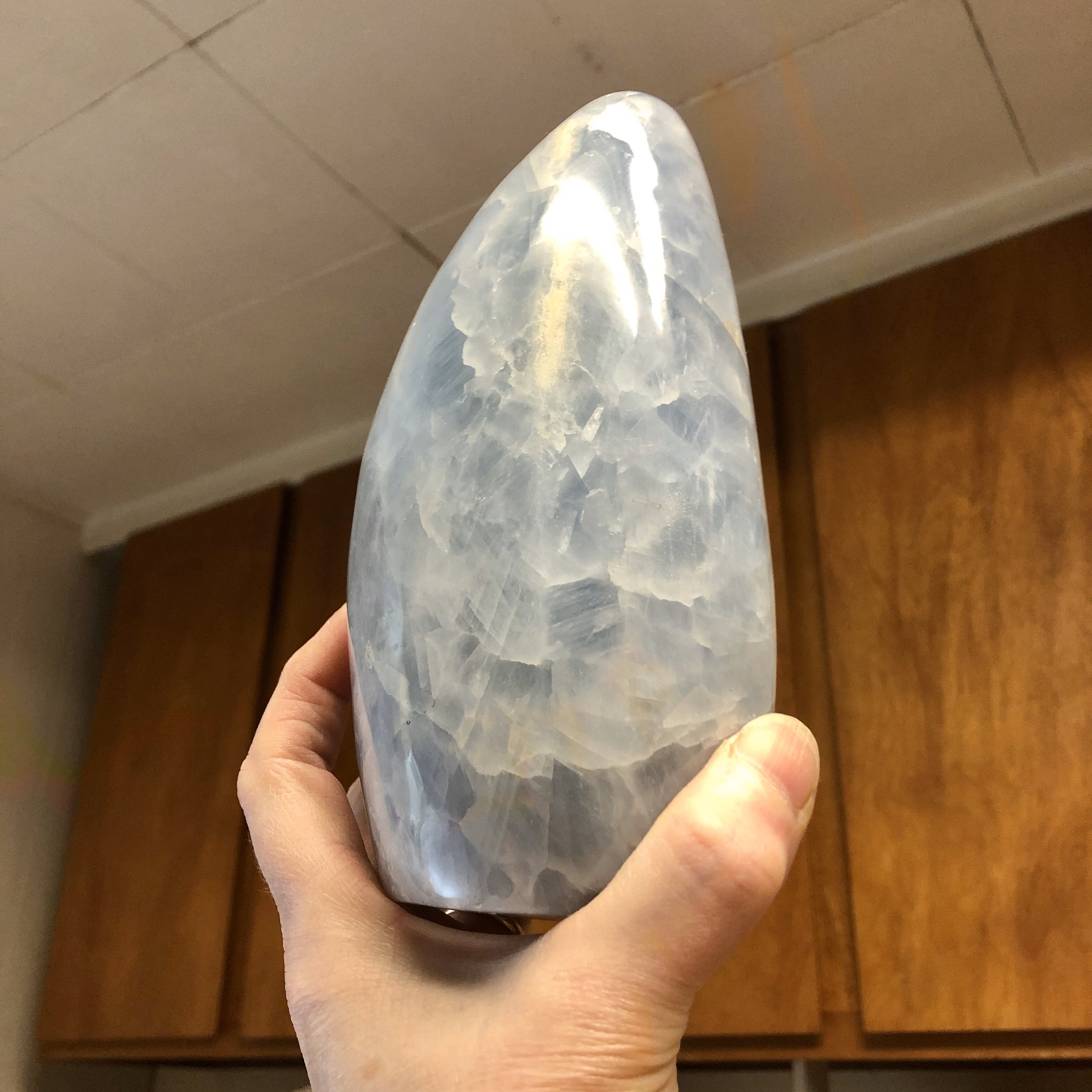 Large Blue Calcite Polished Standing Freeform Specimen