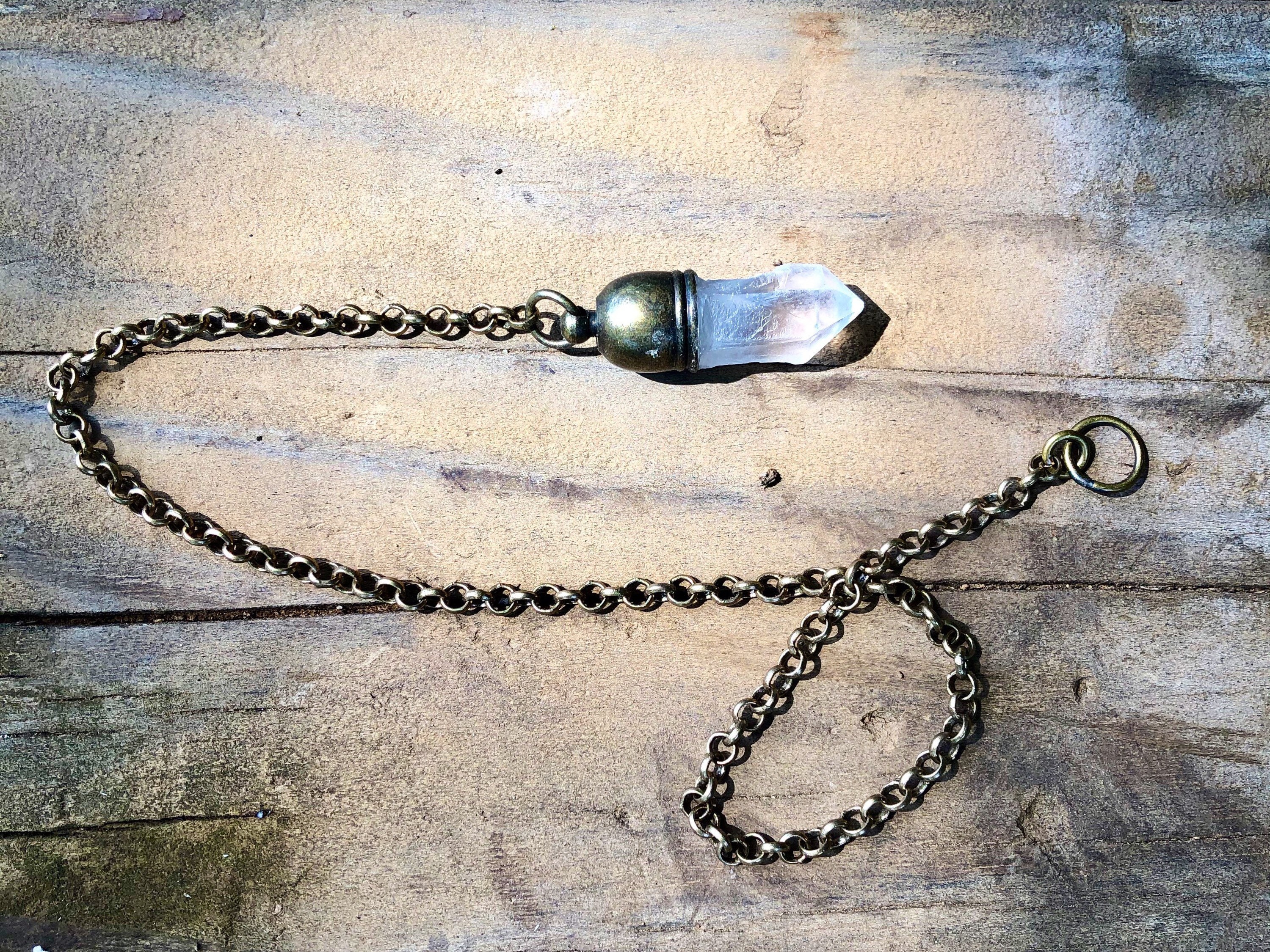 Quartz Pendulum On Brass Chain For Divine Guidance And Reiki Healing ...