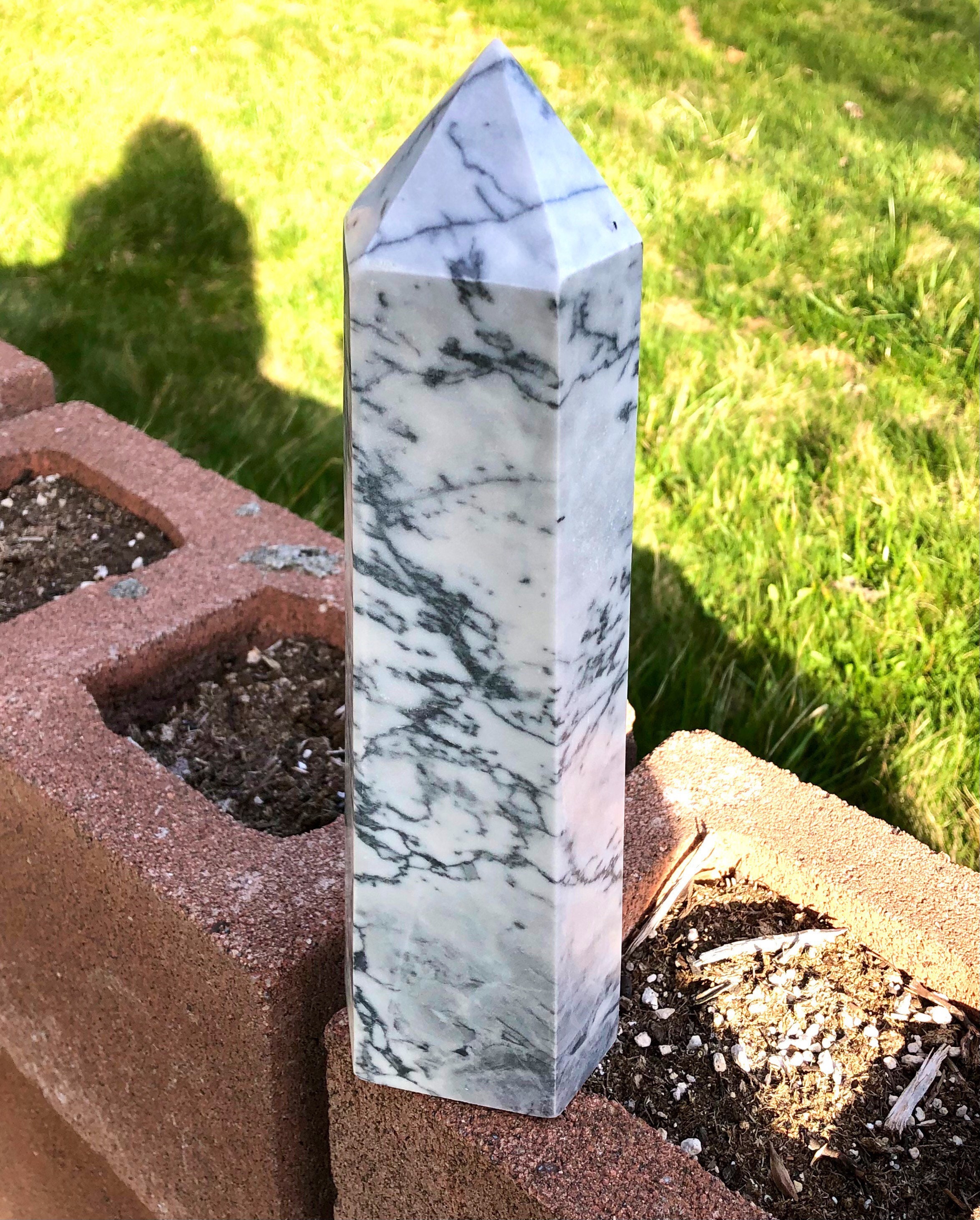 5.88 lb Howlite aka Magnesite Obelisk Pillar Tower Point Wand Column ...