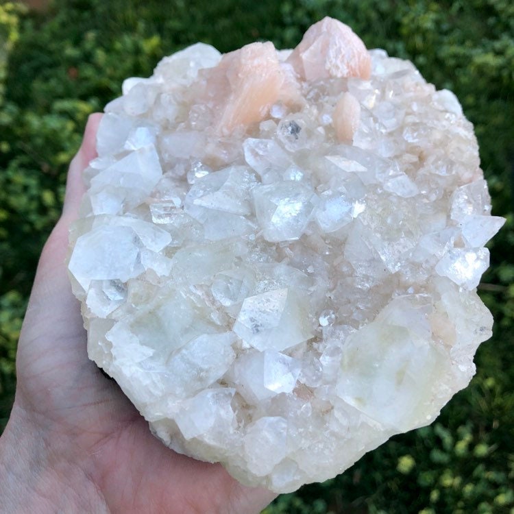 ON RESERVE Large Apophyllite Cluster with Peach Stilbite Flowers