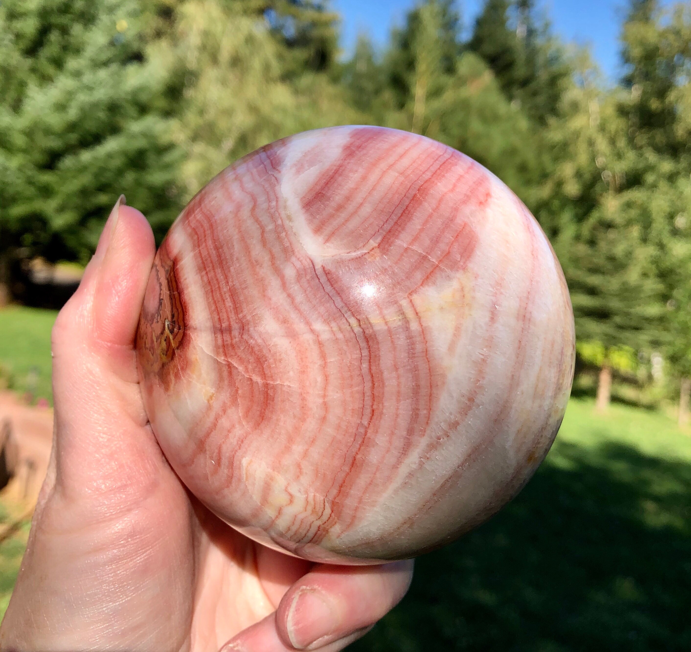 94mm Large Pork Stone Crystal aka Dali Rainbow Jasper Sphere Orb Ball