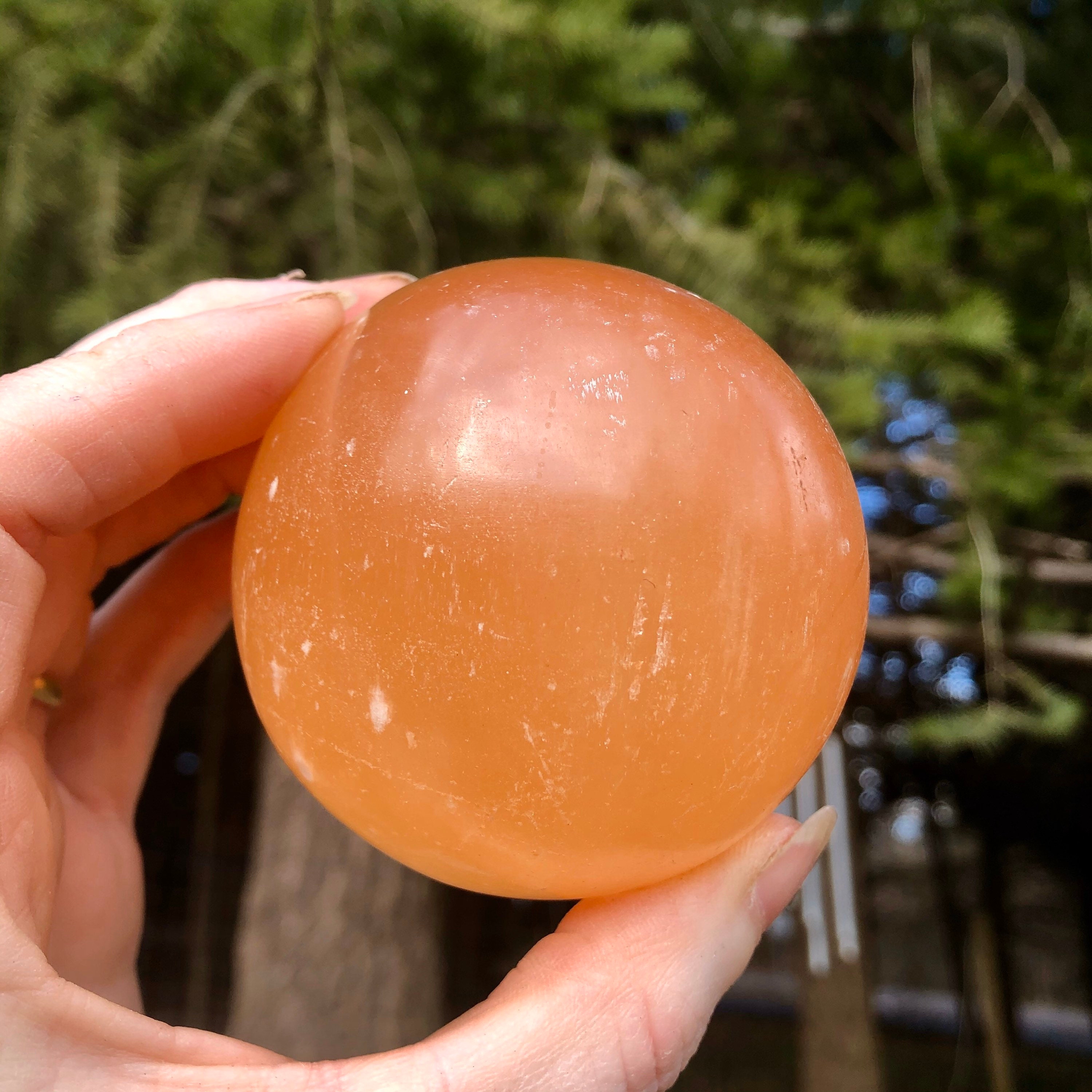 2 Natural Stone Spheres Orbs Balls Orange Calcite And Lapis Lazuli