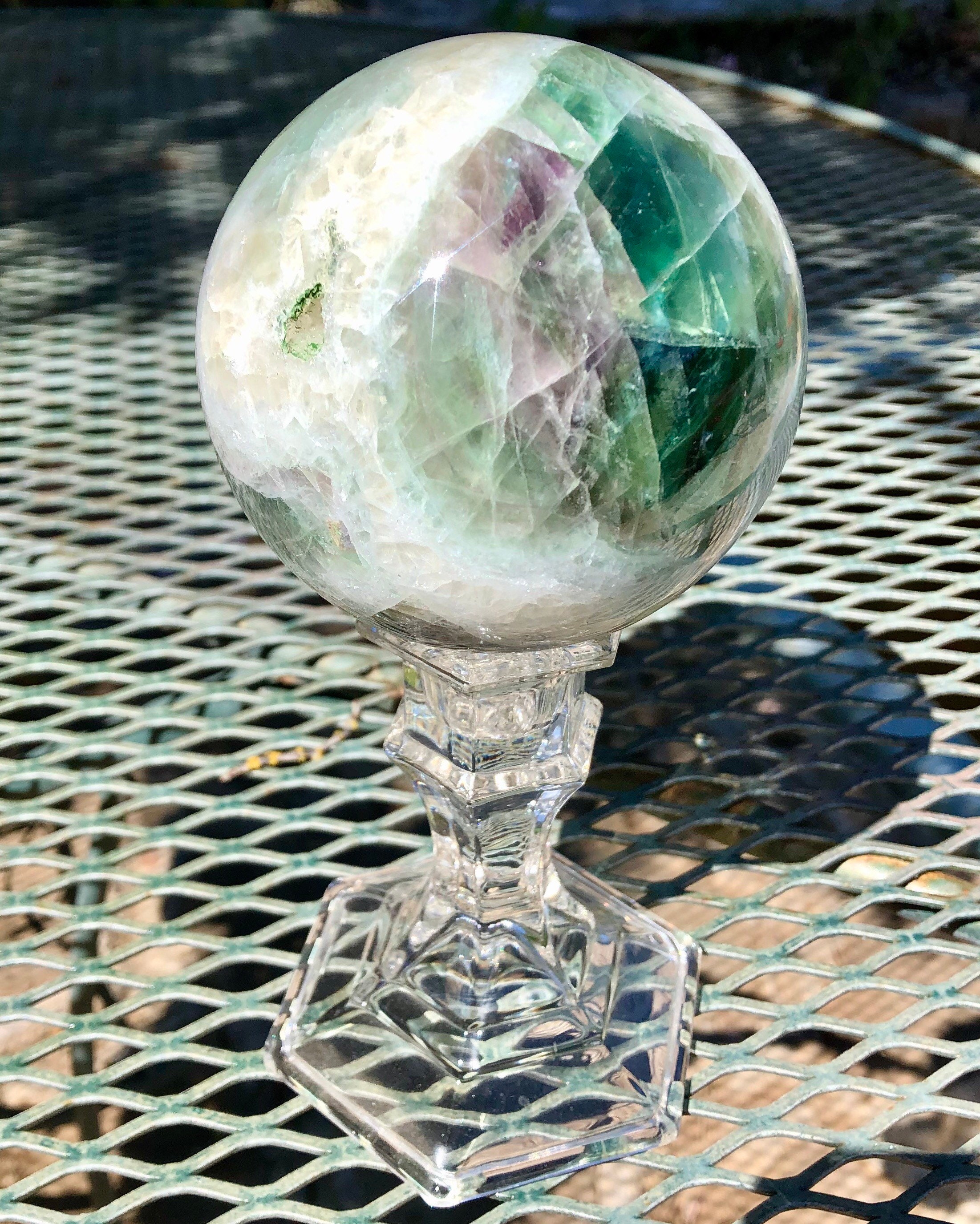 84mm Large Rainbow Fluorite Sphere Orb Ball Mineral Display Specimen